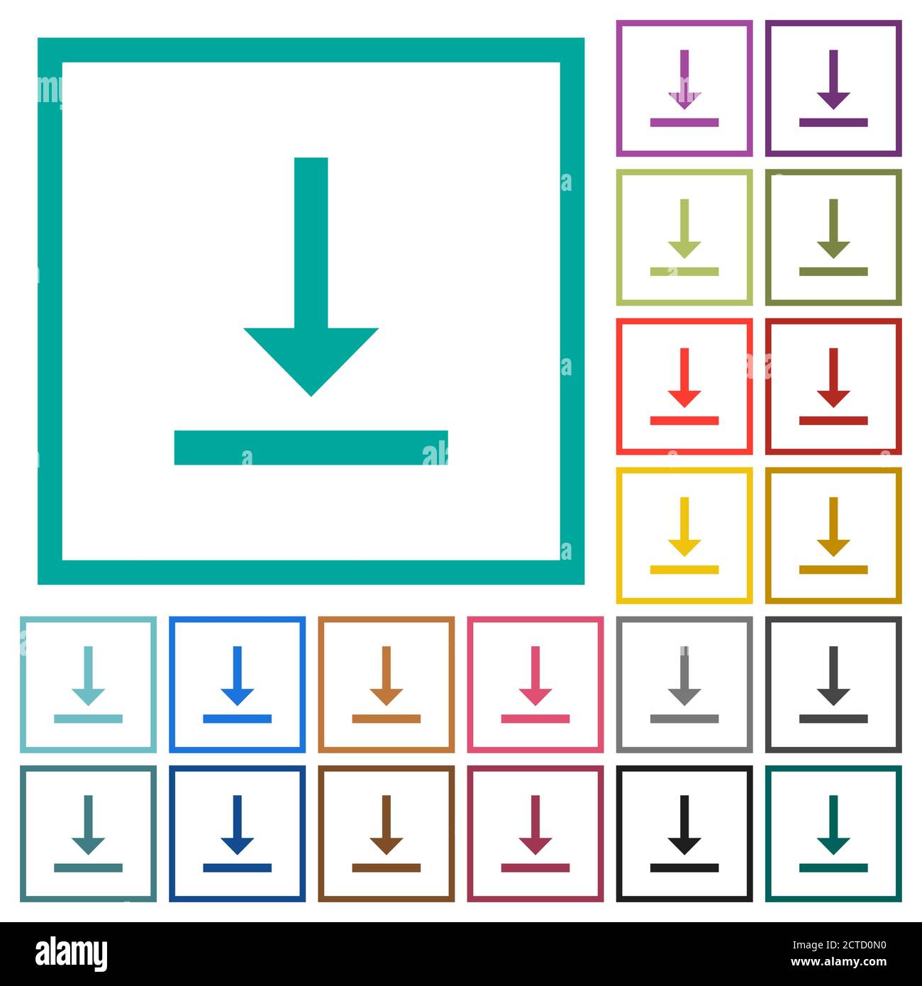 Vertical align bottom flat color icons with quadrant frames on white ...