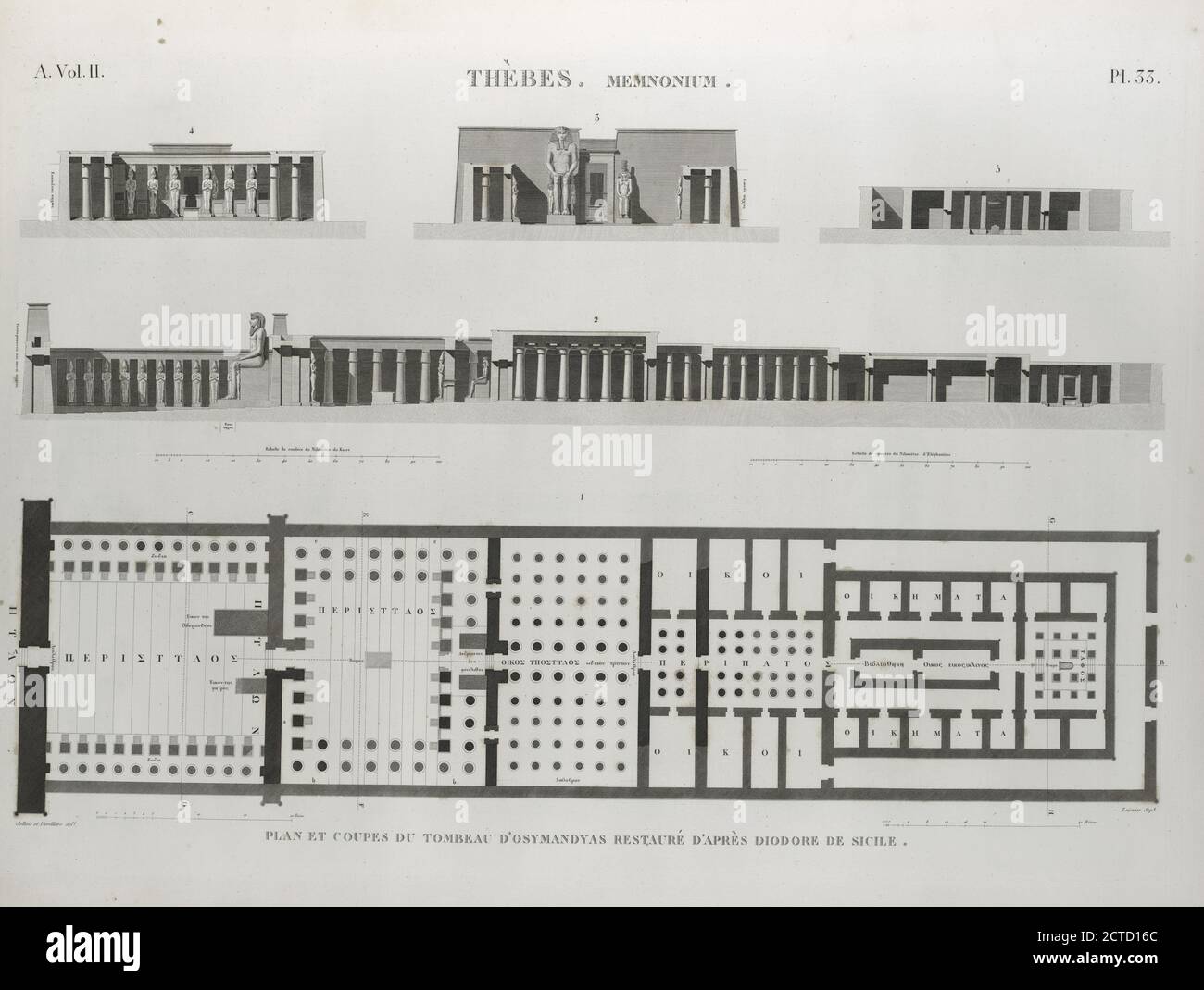 Thebes memnonium ramesseum plan et coupes du tombeau dosyman hi-res ...