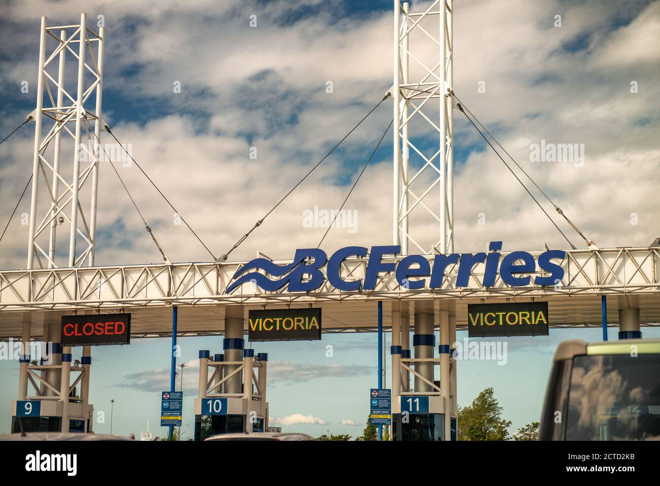 VANCOUVER - AUGUST 13, 2017: BC Ferries entrance sign in Tsawwassen ...