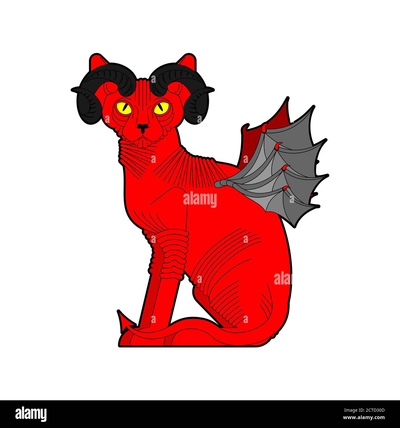 Demon cat. Red cat with devil horns. pet animal satan Stock Vector ...