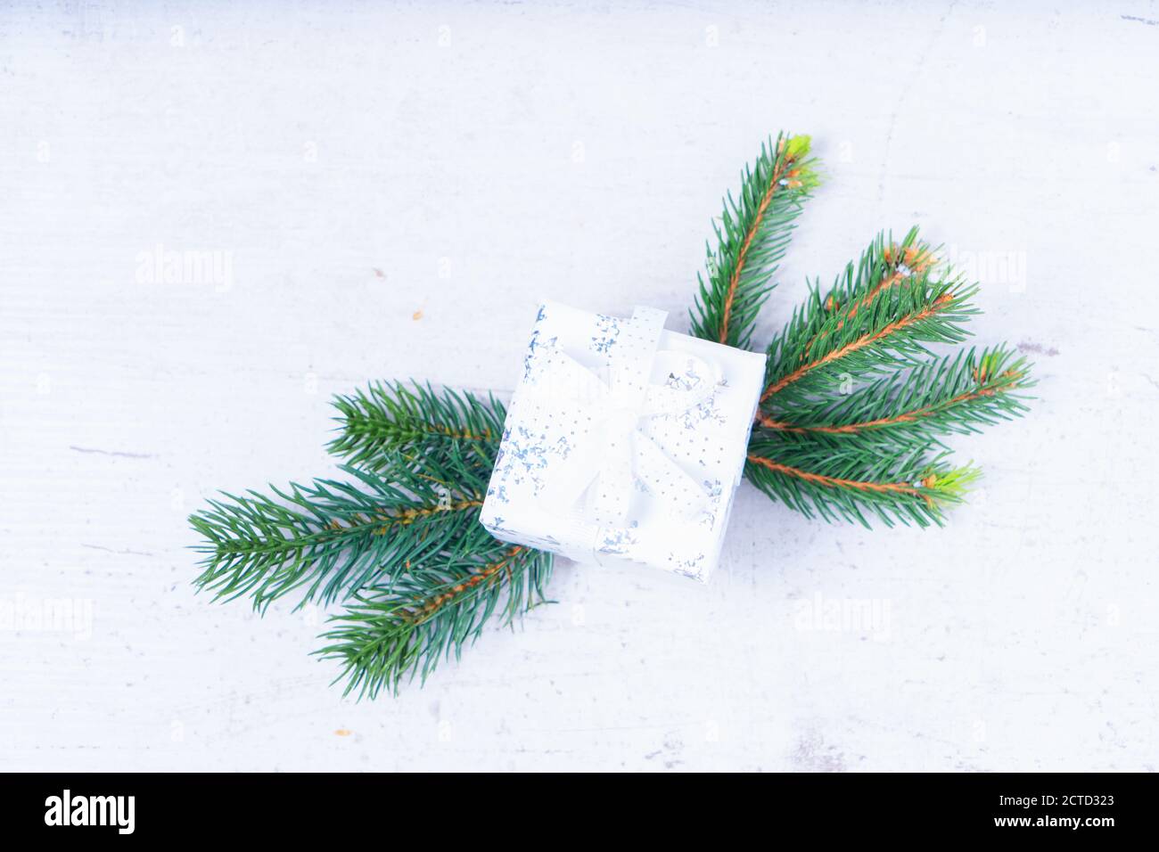 Christmas flat lay scene with golden decorations Stock Photo - Alamy