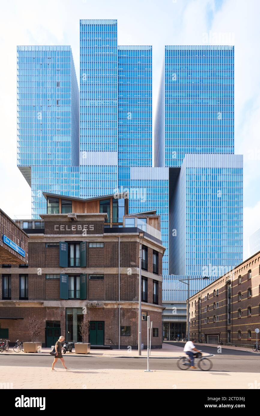 Exterior of De Rotterdam in Rotterdam, The Netherlands. Completed in ...