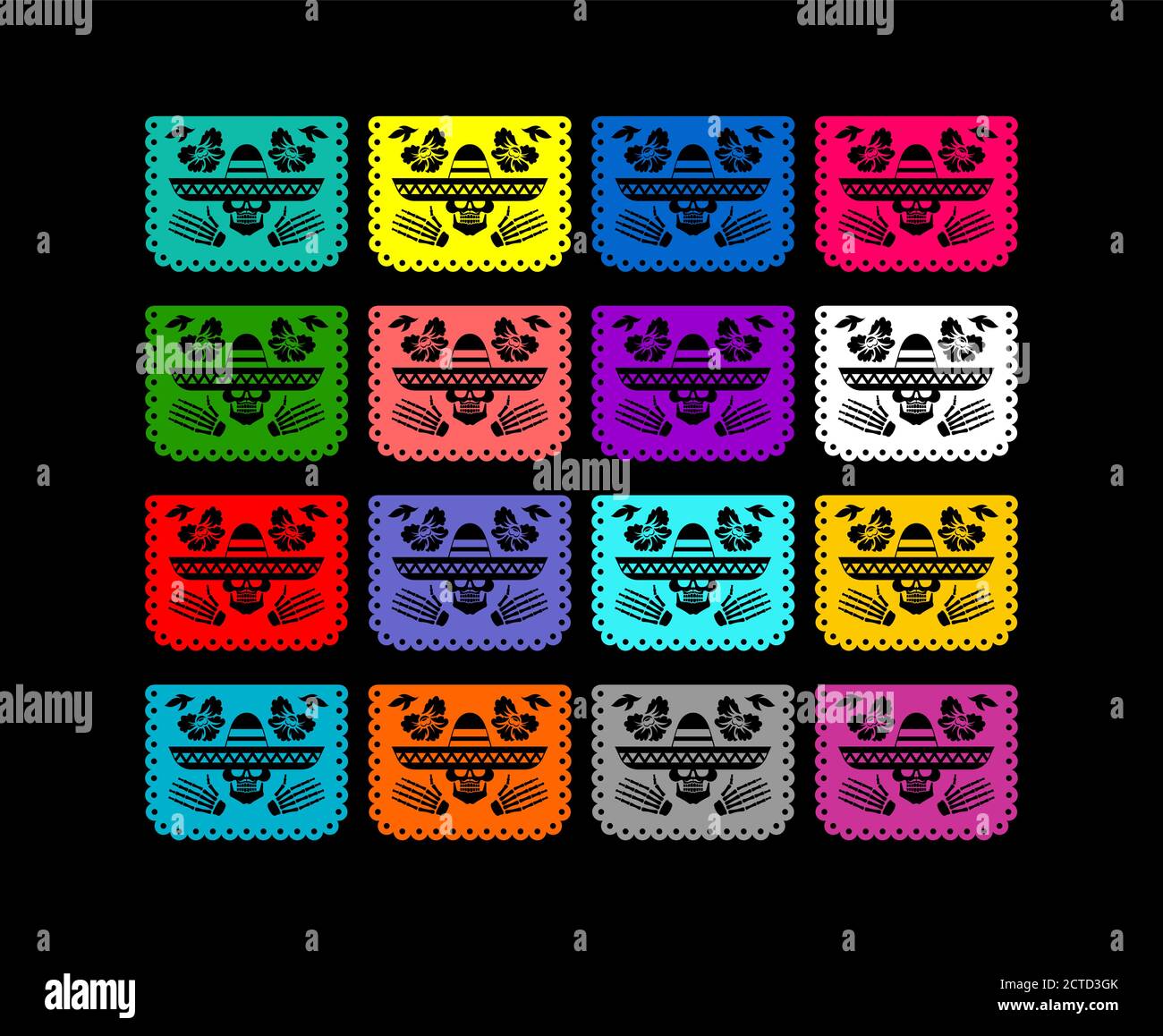 Day of the Dead Flag set. Dia de Muertos sign. Skull and skeleton Stock ...