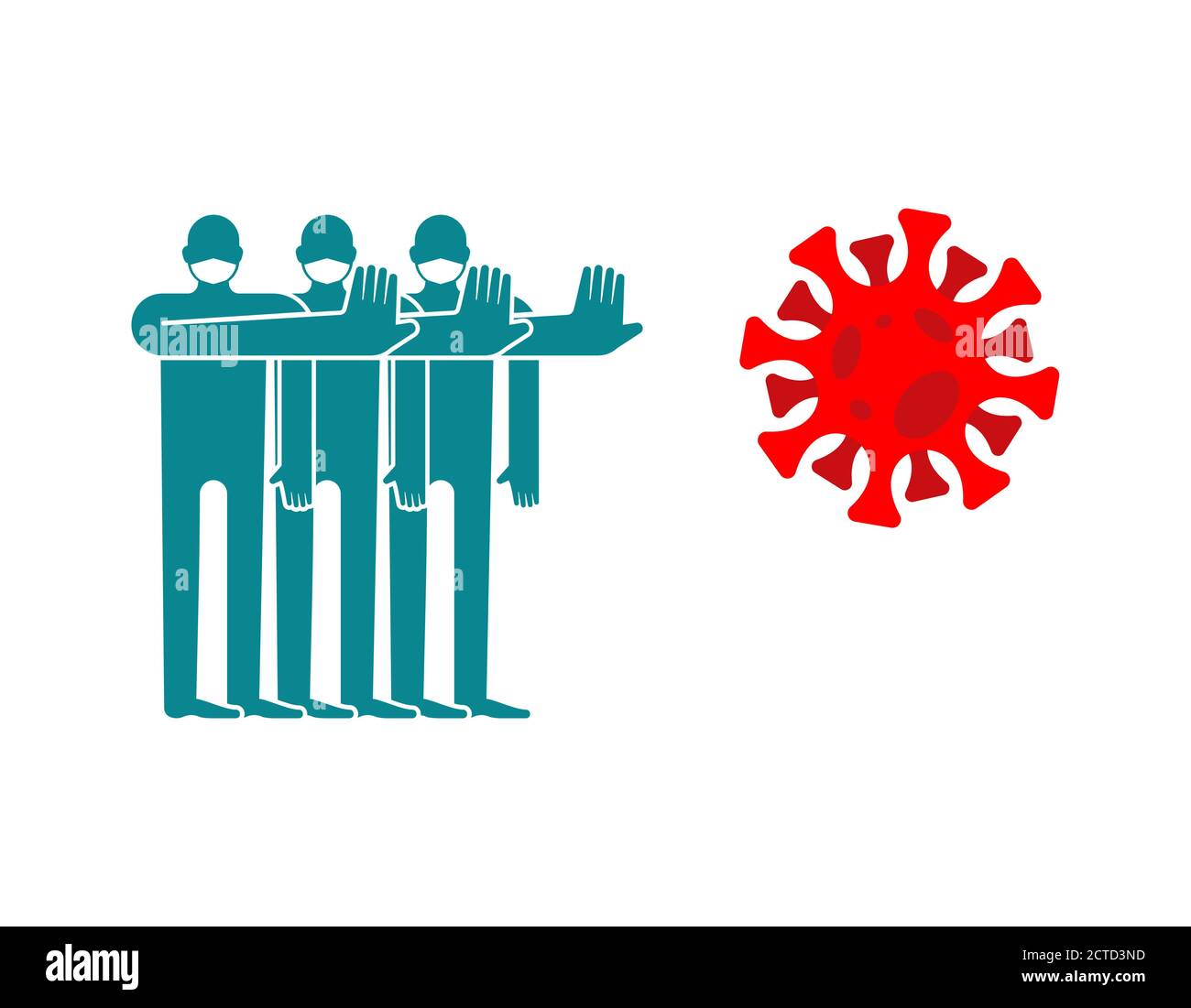Group of people apart from an infected person without mask. Coronavirus ...