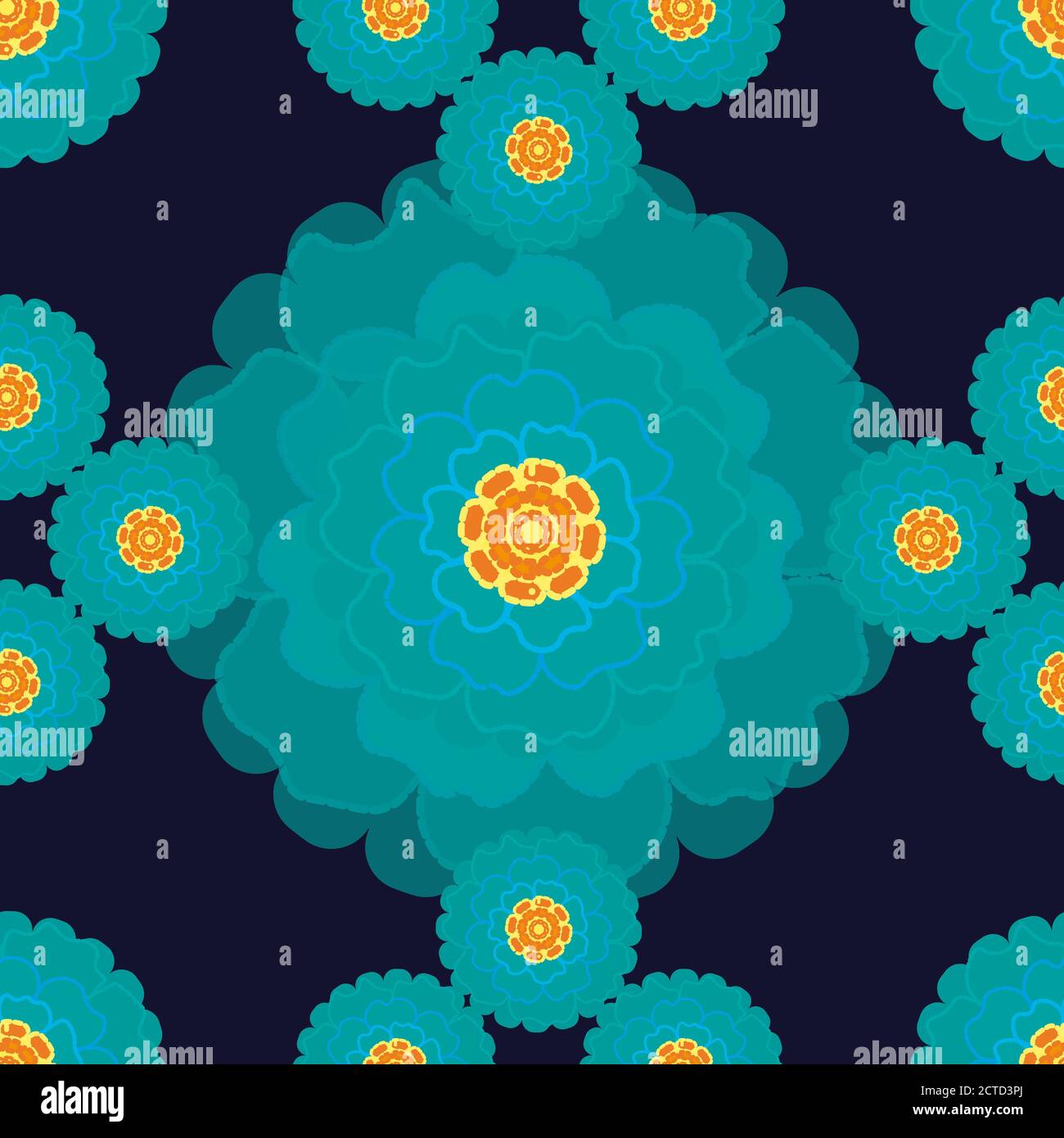 geometric floral seamless turquoise pattern Stock Photo - Alamy