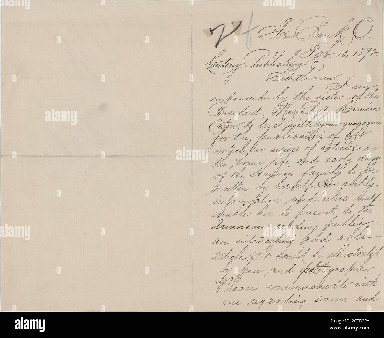 Hain, Elizabeth Cherry, text, Correspondence, 1892 Stock Photo - Alamy