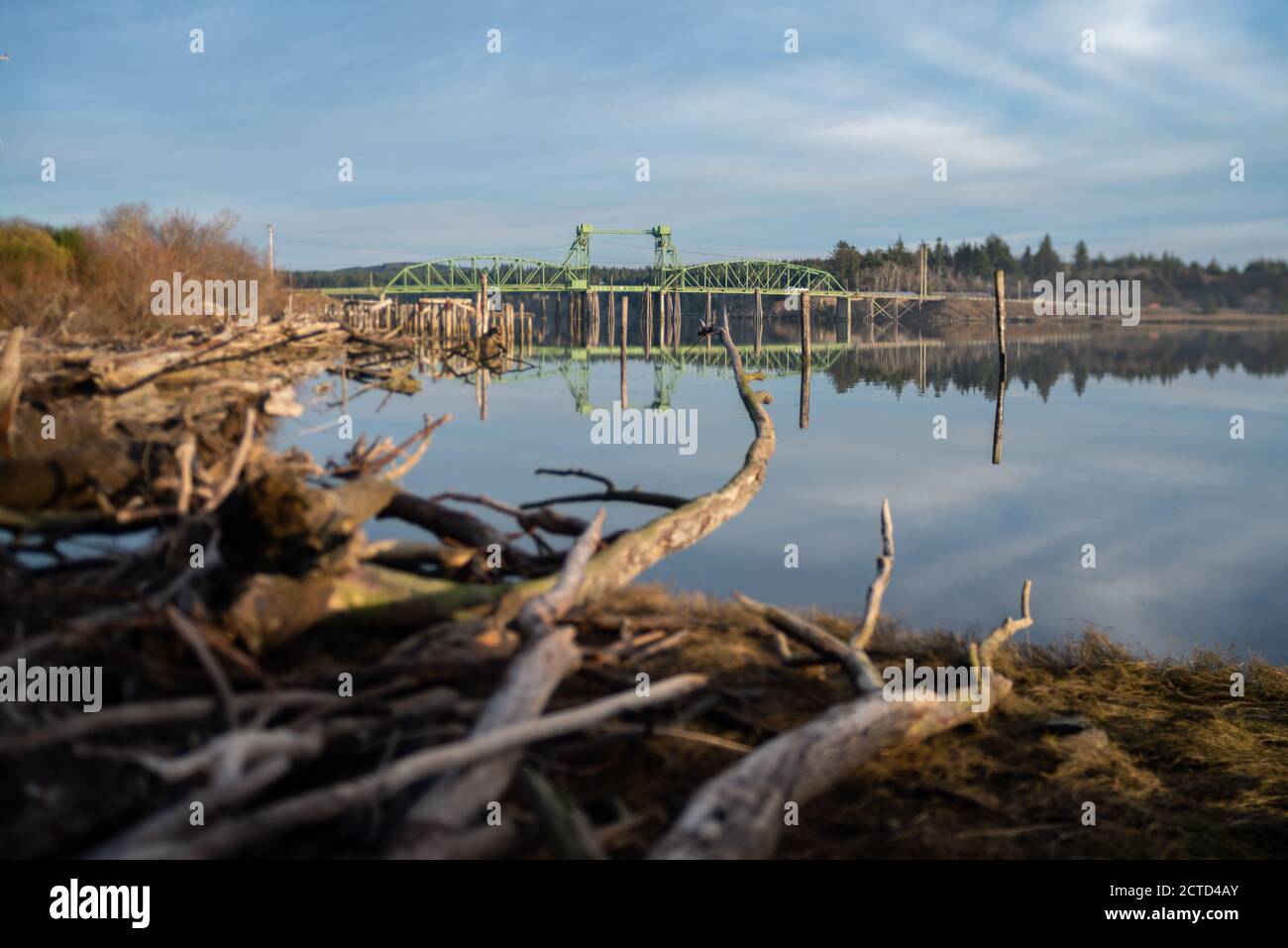 Bullards Bridge in Bandon Oregon spans the Coquille River Stock Photo ...