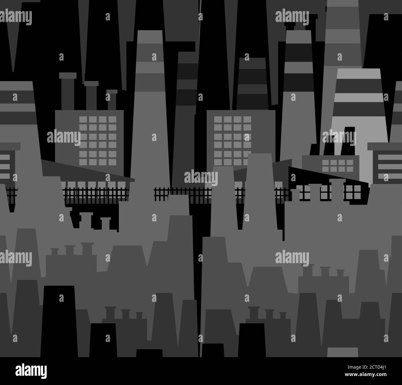 Big industrial factory pattern seamless. Large works pollution ...