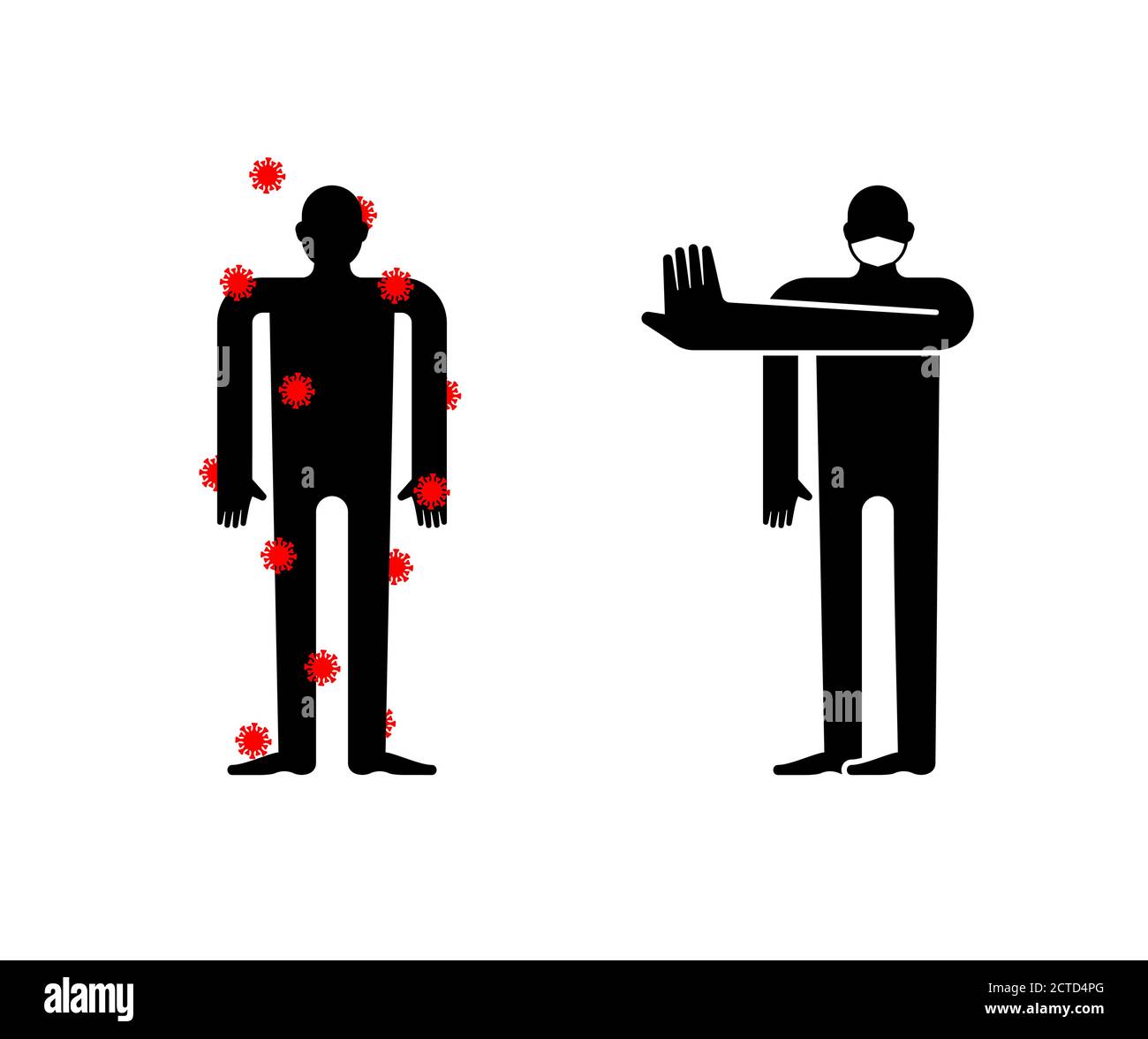 Group of people apart from an infected person without mask. Coronavirus ...