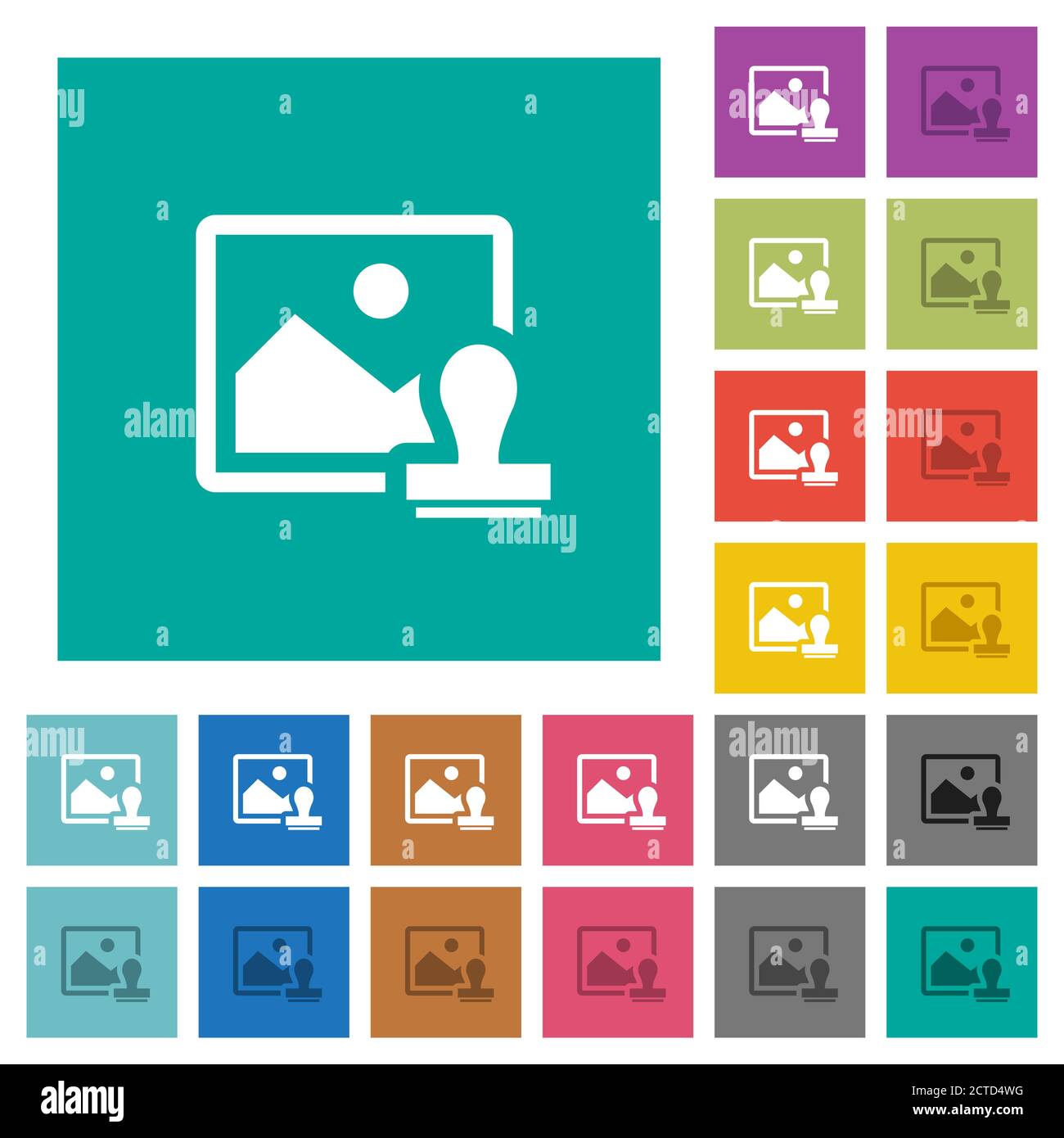 Image watermark multi colored flat icons on plain square backgrounds ...