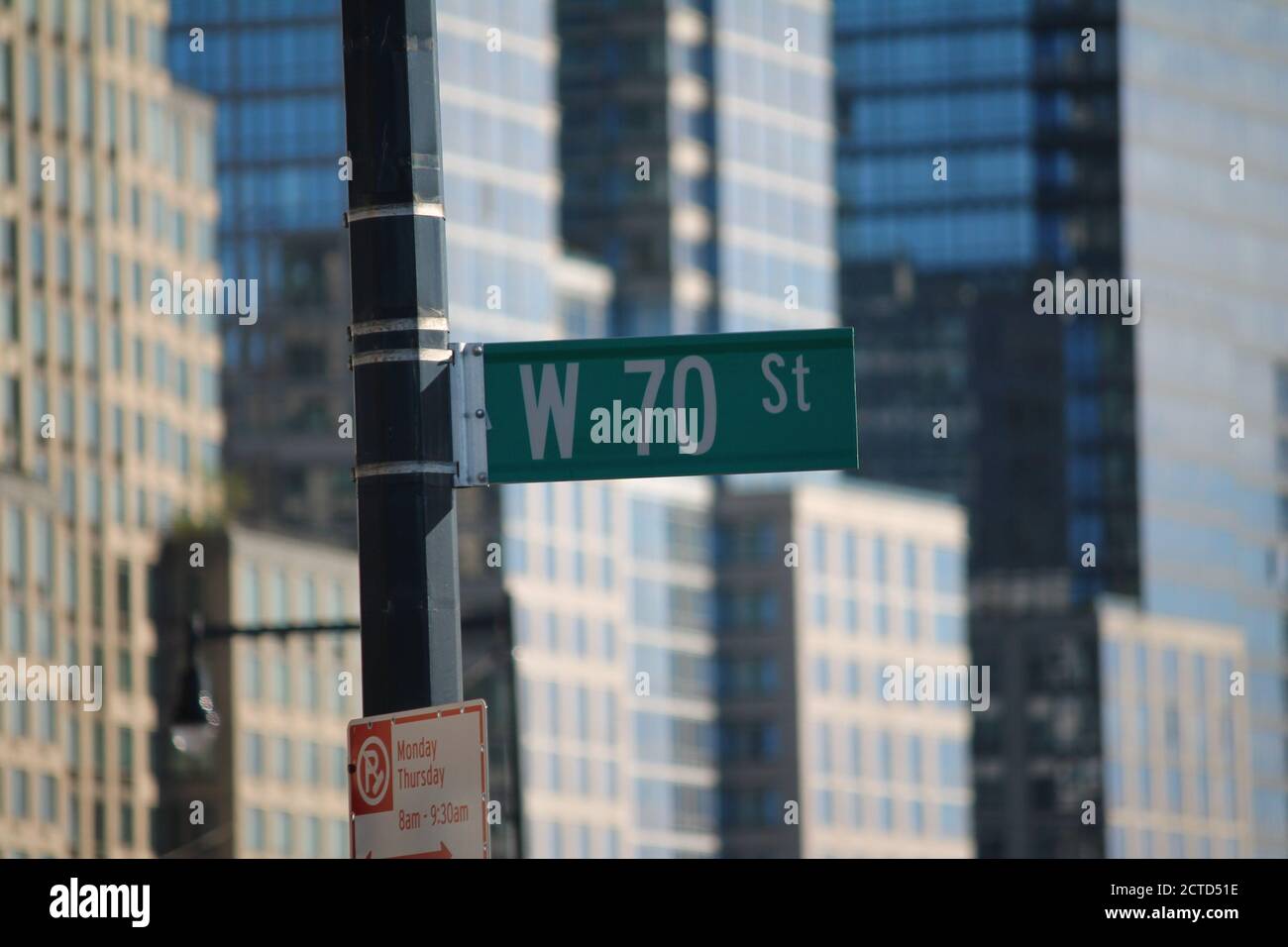 West 70th Street modern sign on Riverside Stock Photo - Alamy
