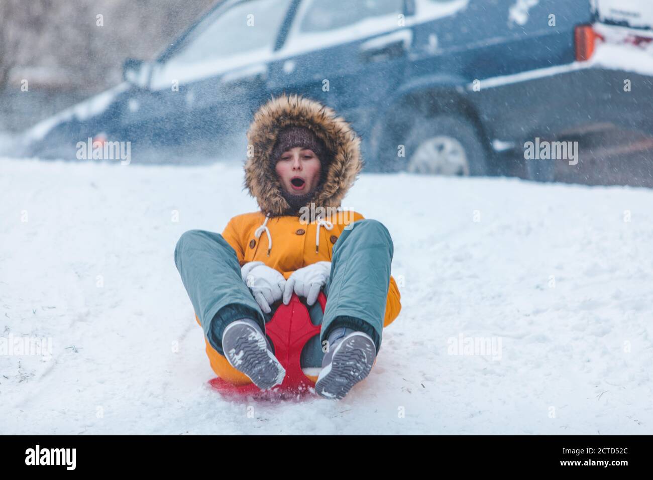 Woman Sliding Down High Resolution Stock Photography and Images - Alamy