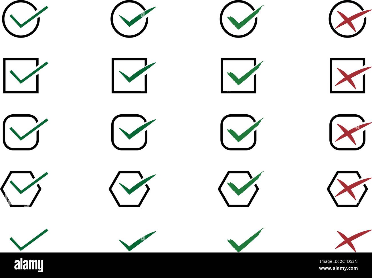Symbols and icons. Set of check mark icon on transparent background ...