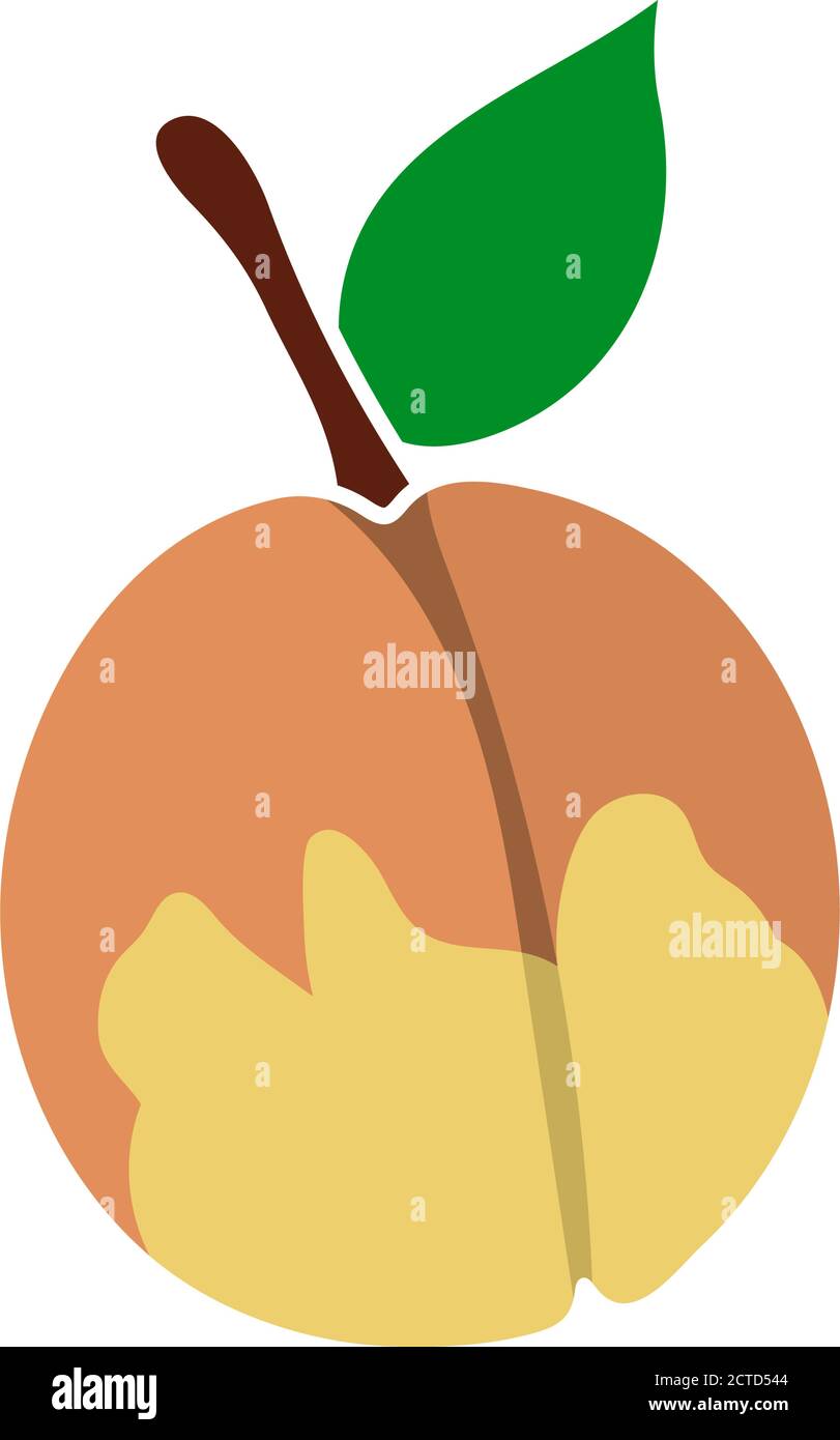 Icon Of Peach In Ui Colors. Flat Color Design. Vector Illustration ...