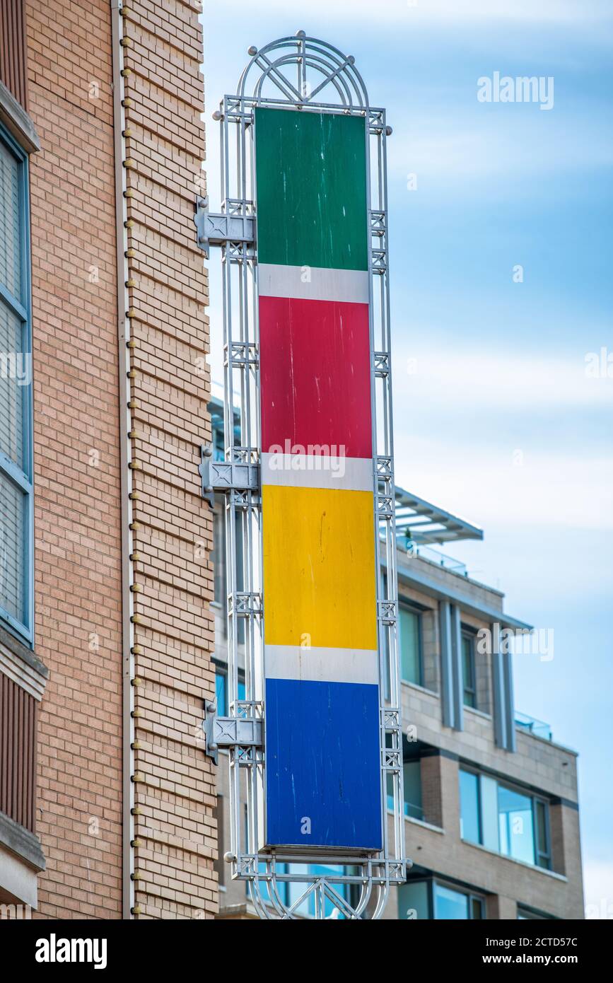 Large billboard colourful signs for advertising on buildings in the ...