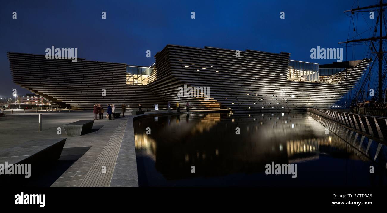 The recently opened V&A Museum, Dundee, Scotland, UK at dusk, a modern ...