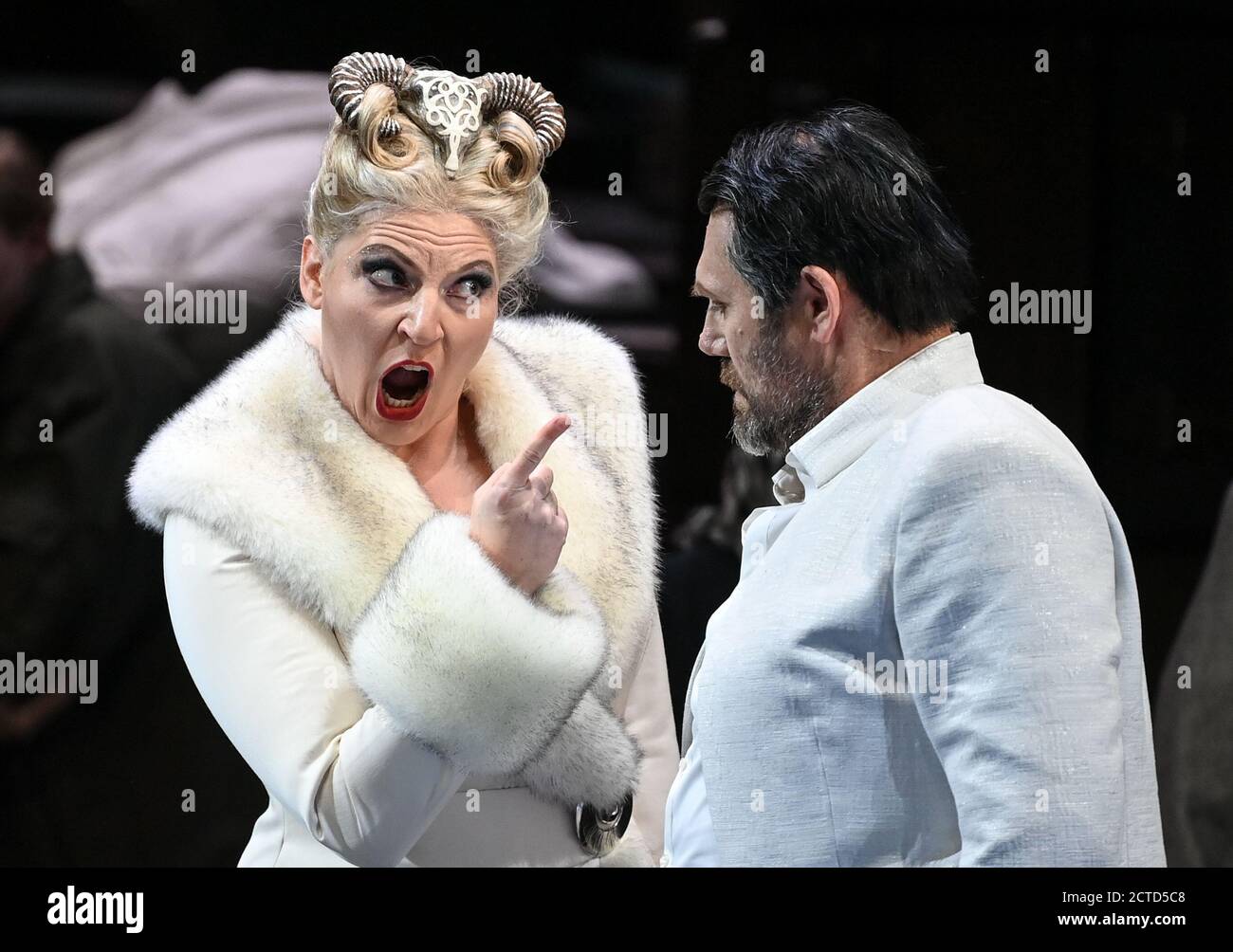 Berlin, Germany. 22nd Sep, 2020. Annika Schlicht (as Fricka) and John ...