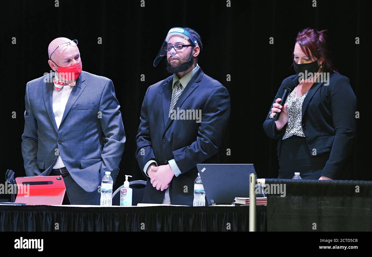 Racine, Wisconsin, USA. 21st Sep, 2020. DALQUAVIS WARD, center ...