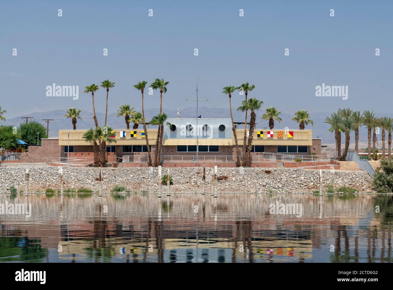 A day shot of North Shore Beach and Yacht Club, Salton Sea, California ...