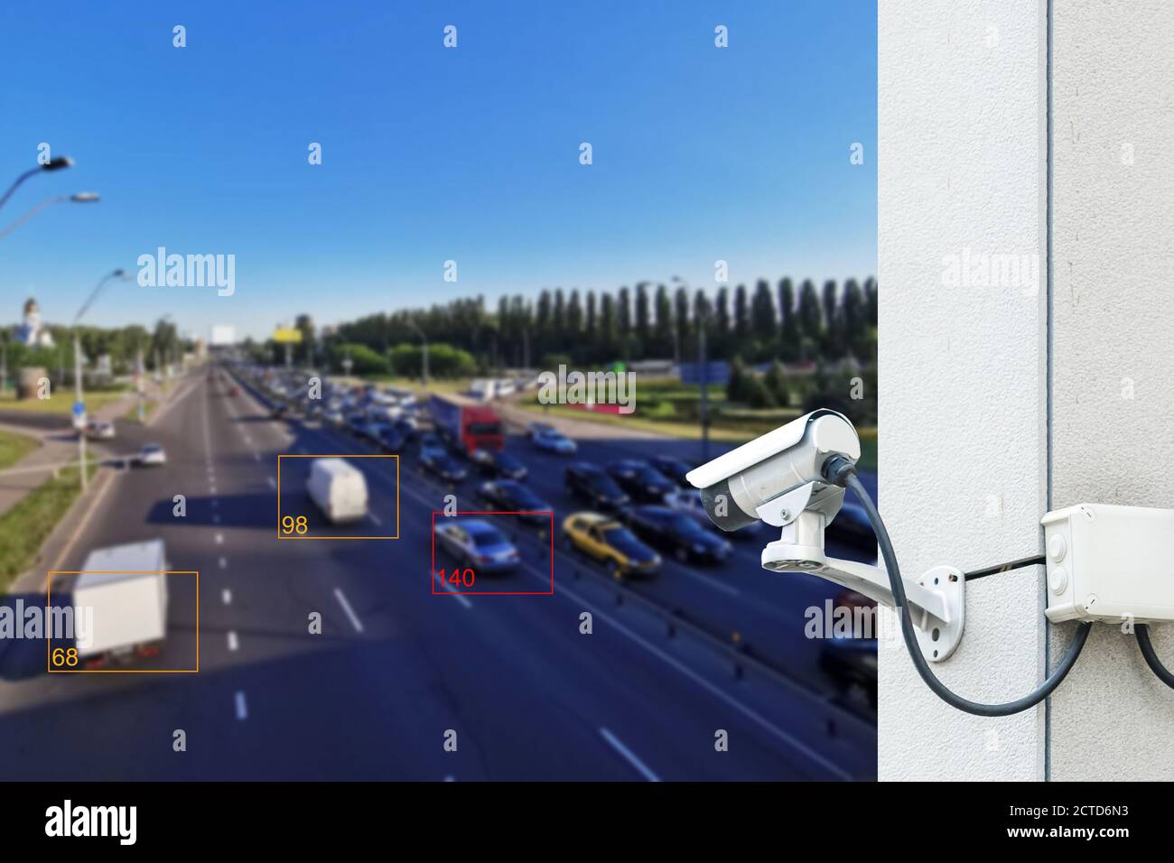 CCTV camera or surveillance operating on traffic road Stock Photo - Alamy