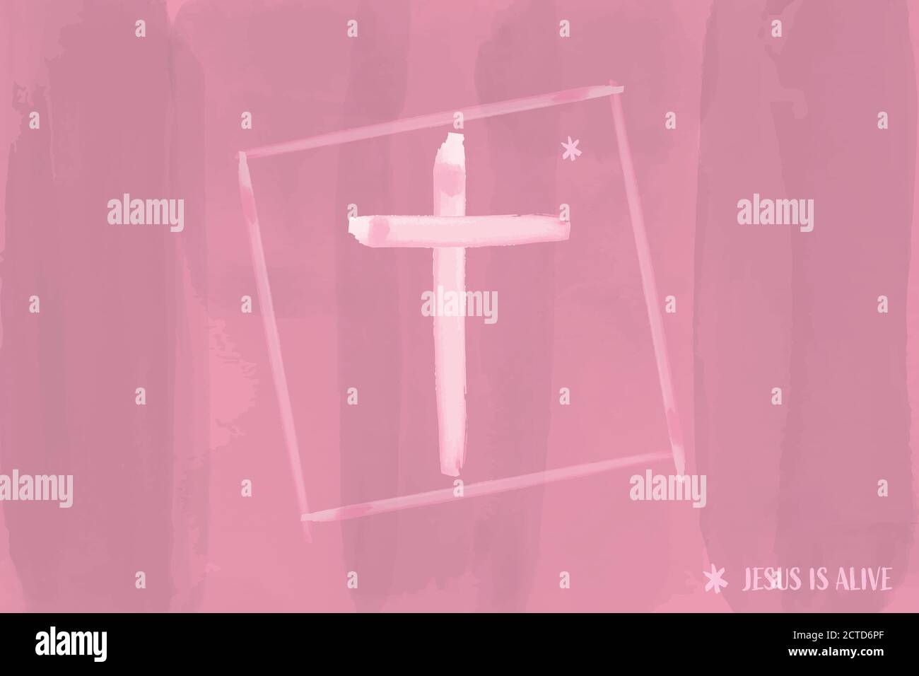 Christian worship and praise. Cross in watercolor style. Text : Jesus ...
