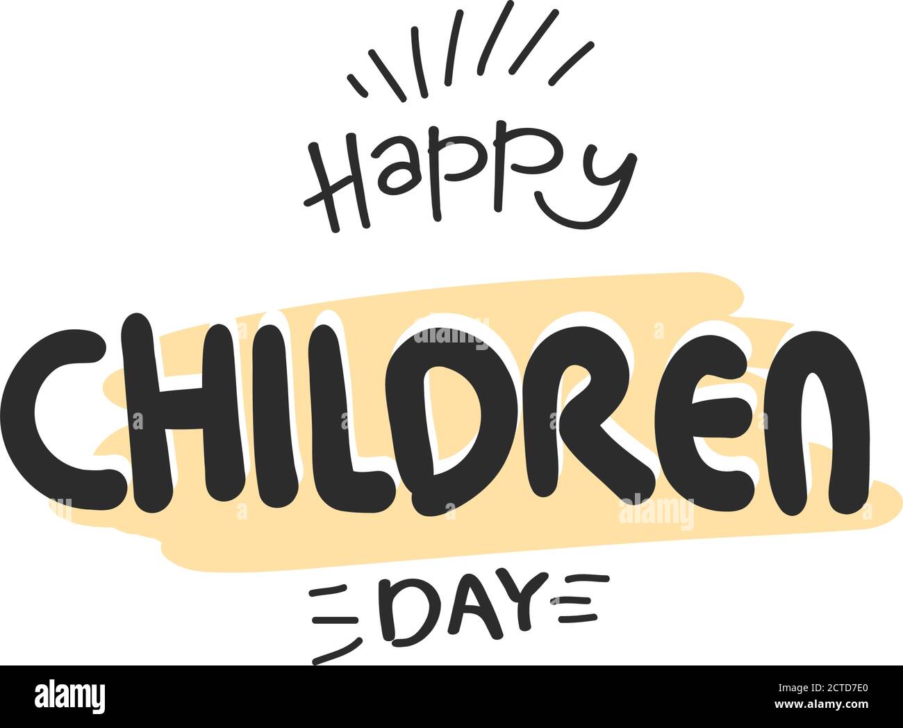 Happy Children's Day greeting card. Doodle letters on white background ...