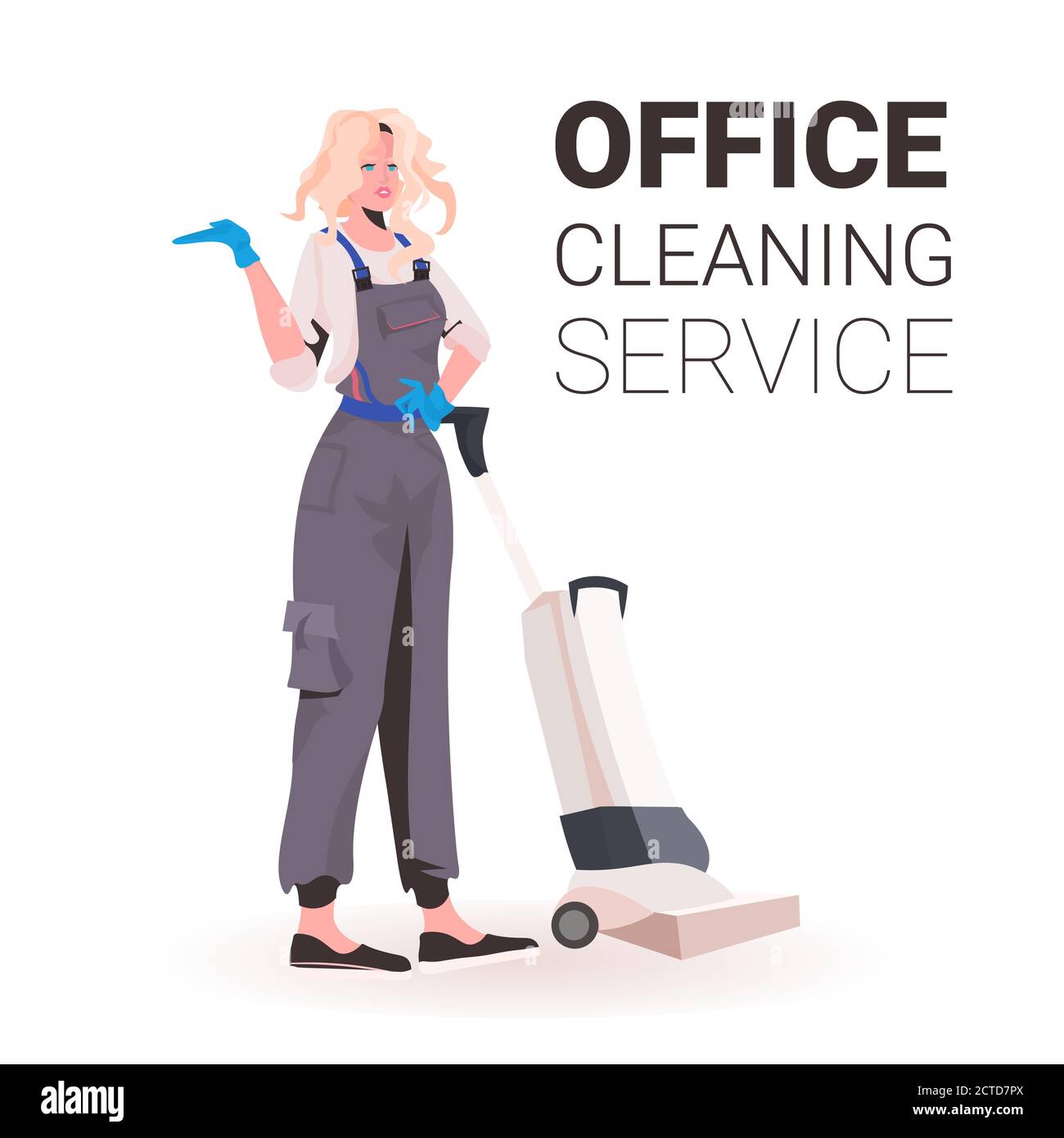 female professional office cleaner woman janitor in uniform with ...