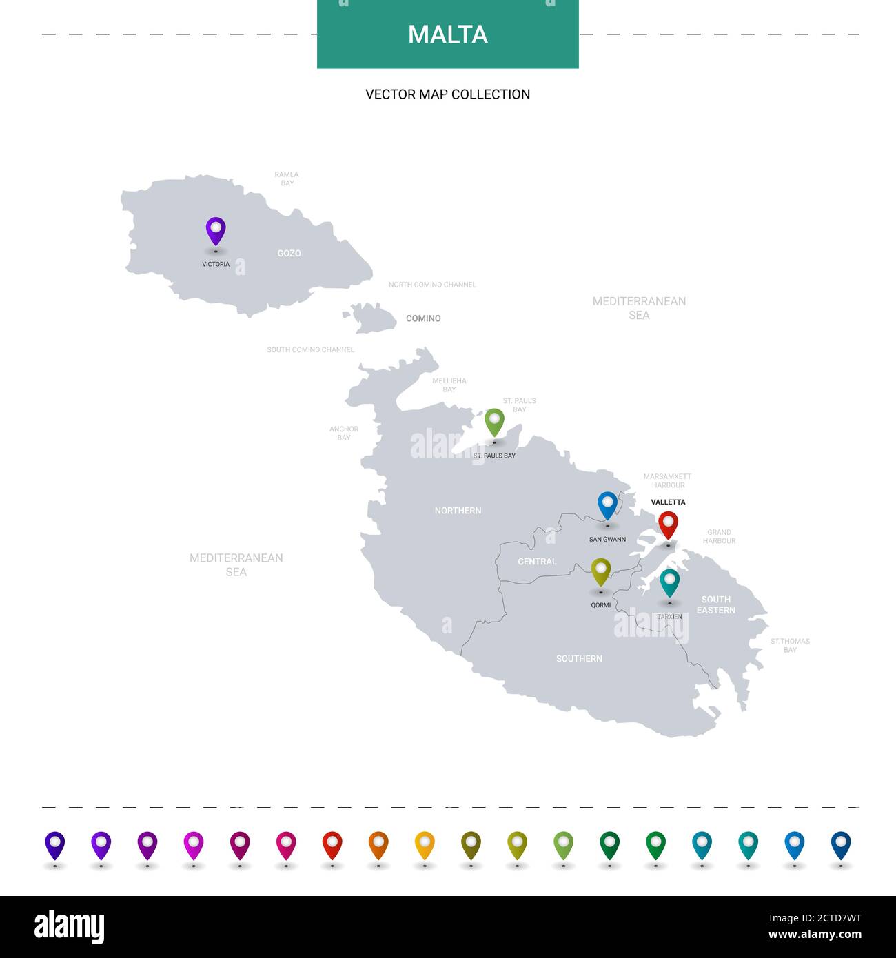 Malta map with location pointer marks. Infographic vector template ...
