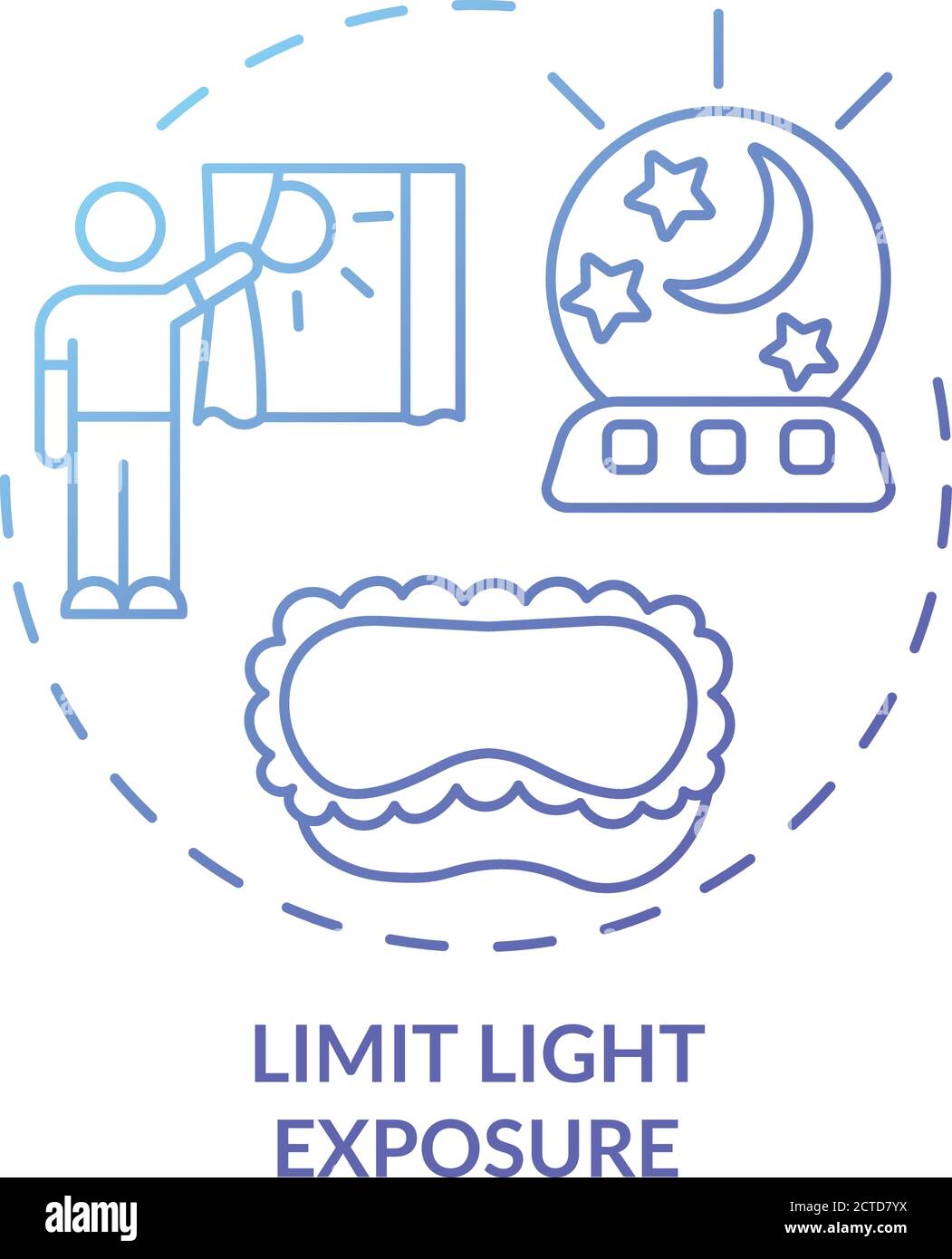 Limit light exposure blue gradient concept icon Stock Vector Image ...