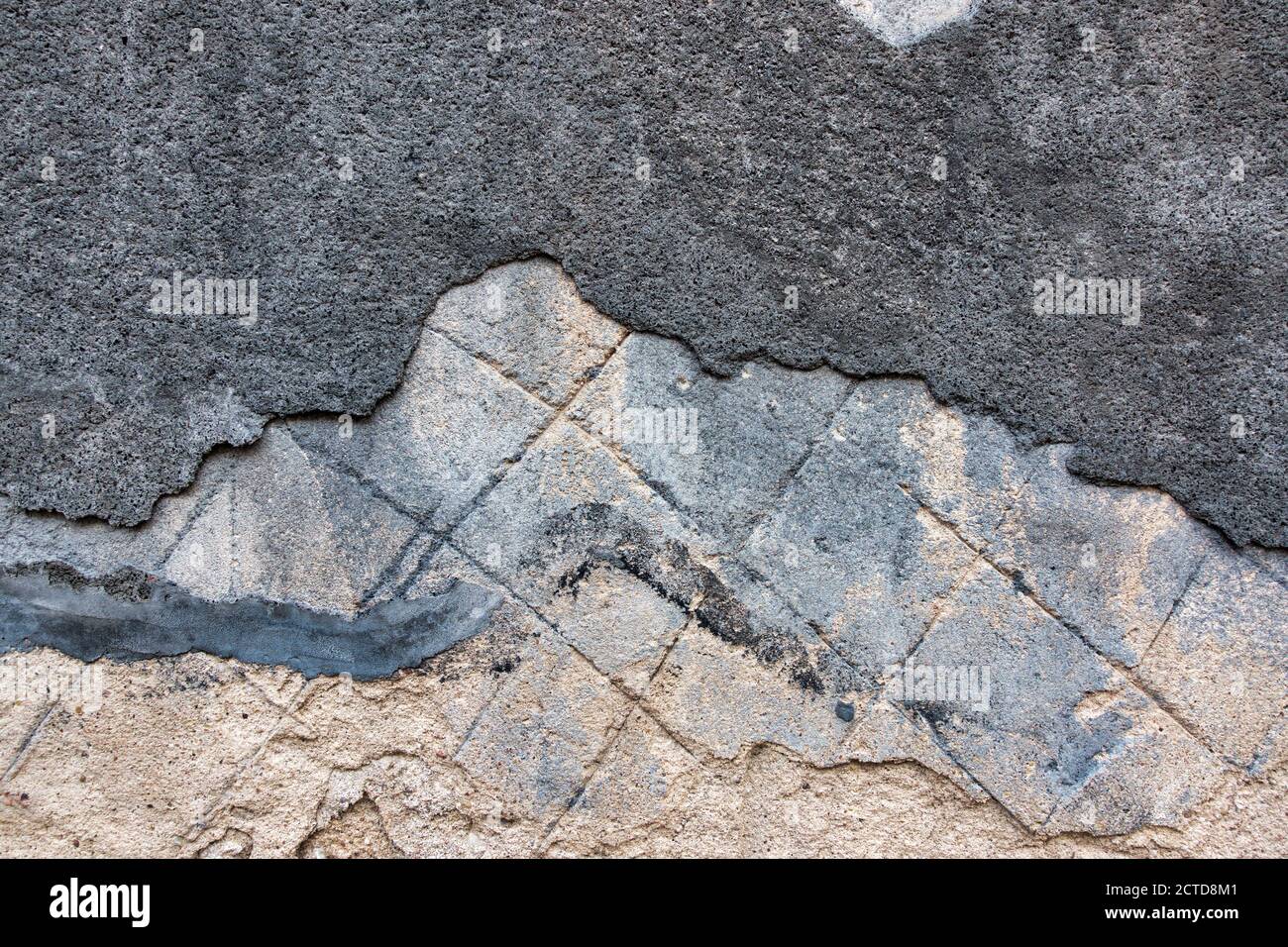 Old decrepit dirty plaster wall background with cracked structure. Old ...
