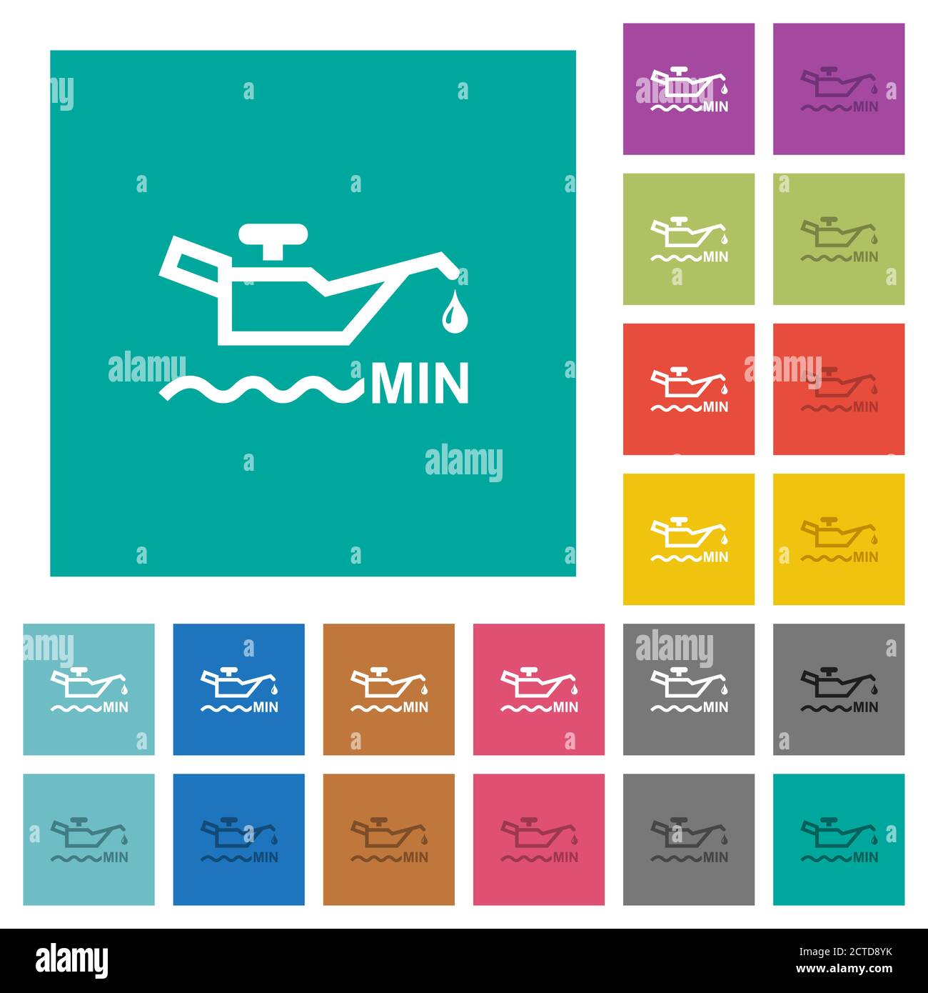 Oil level minimum indicator multi colored flat icons on plain square ...