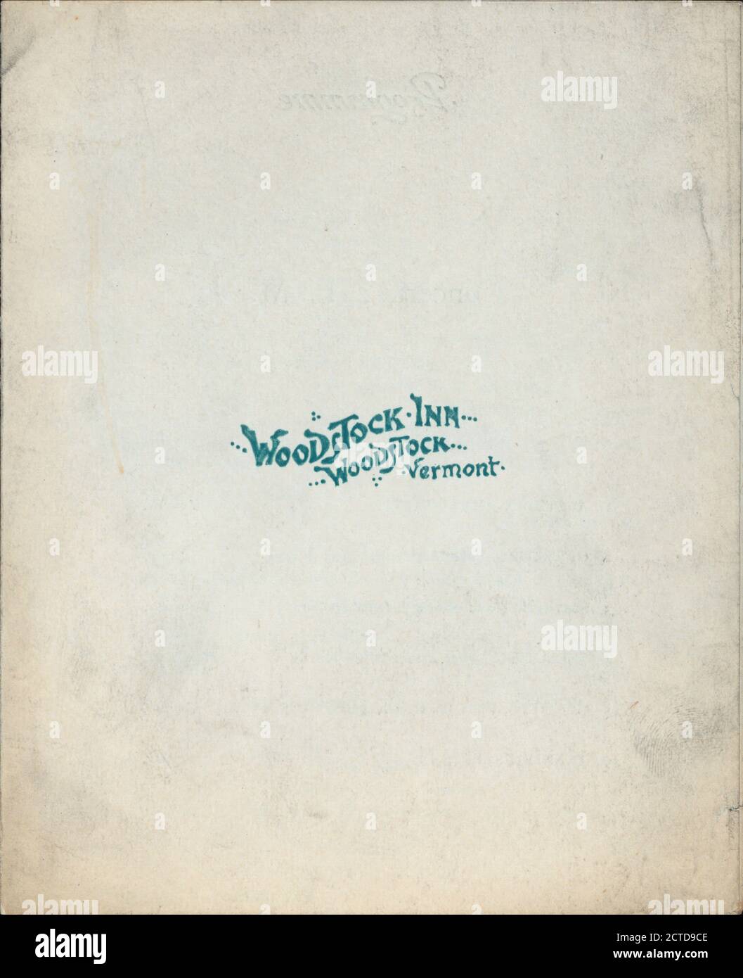 DINNER MENU held by WOODSTOCK INN at 'WOODSTOCK, VT' (HOT;), still ...