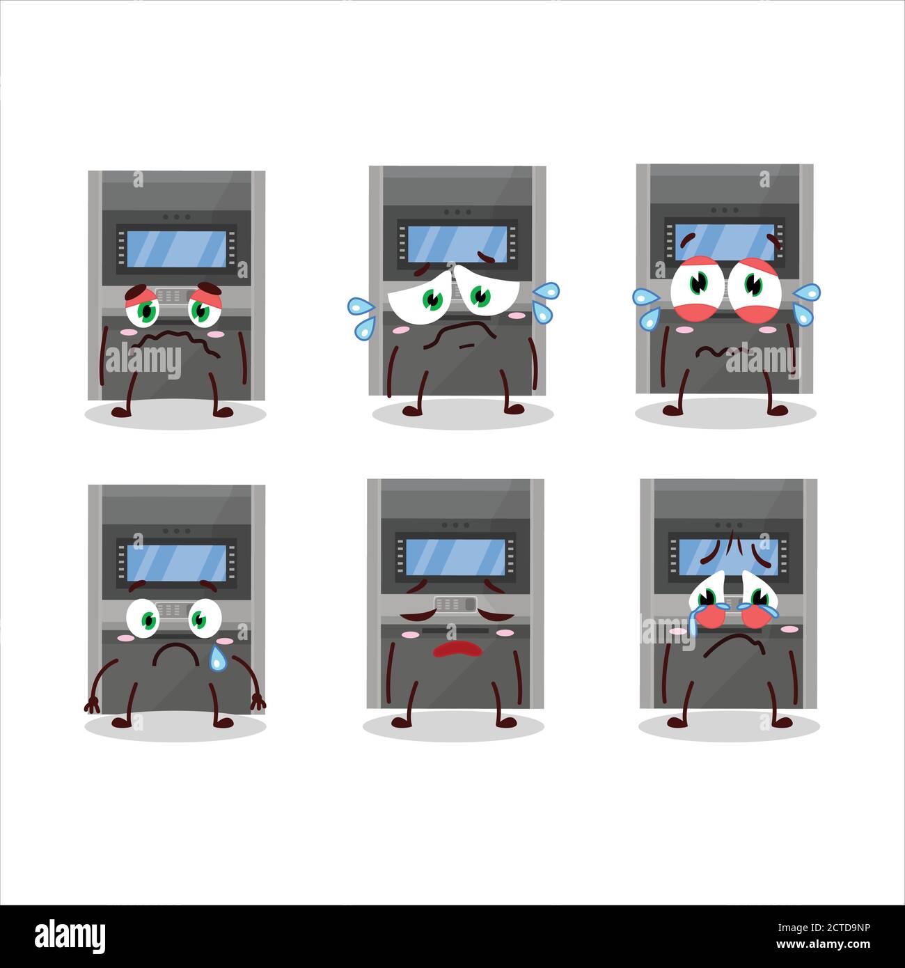 Atm machine cartoon character with sad expression Stock Vector Image ...