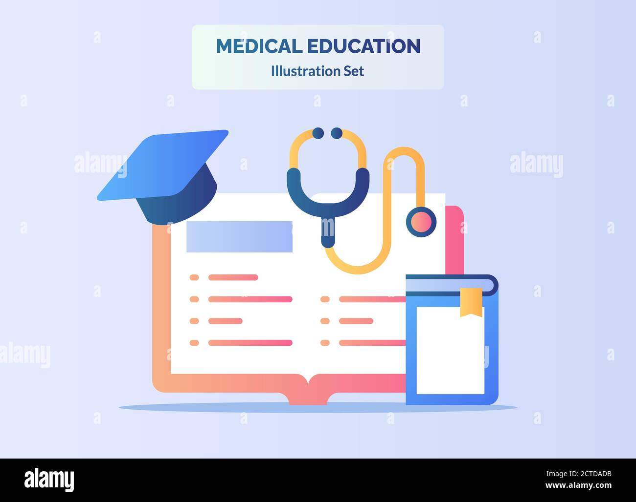 Medical education concept book learn literature stethoscope hat ...