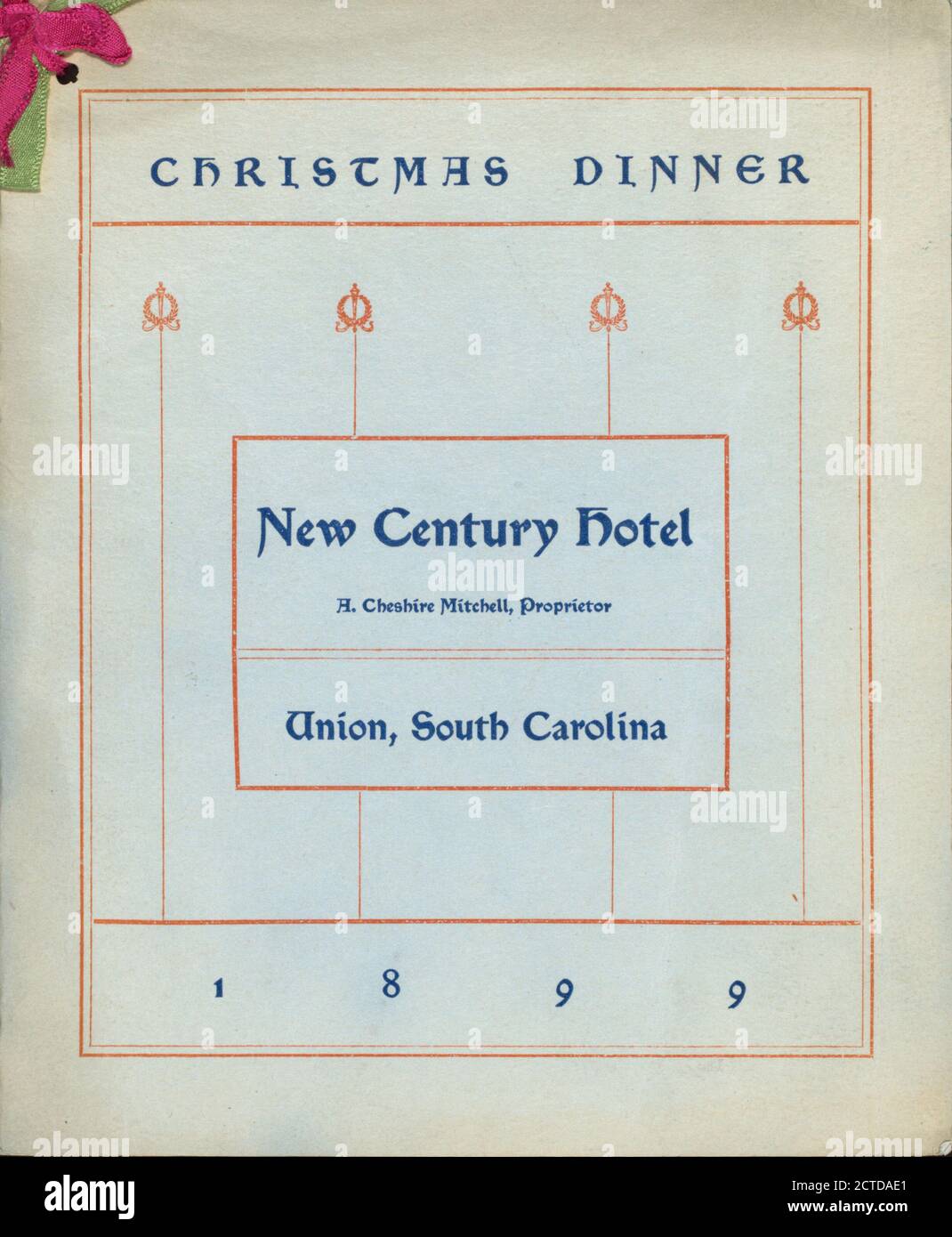 CHRISTMAS DINNER held by NEW CENTURY HOTEL at 'UNION, S.C.' (HOTEL ...