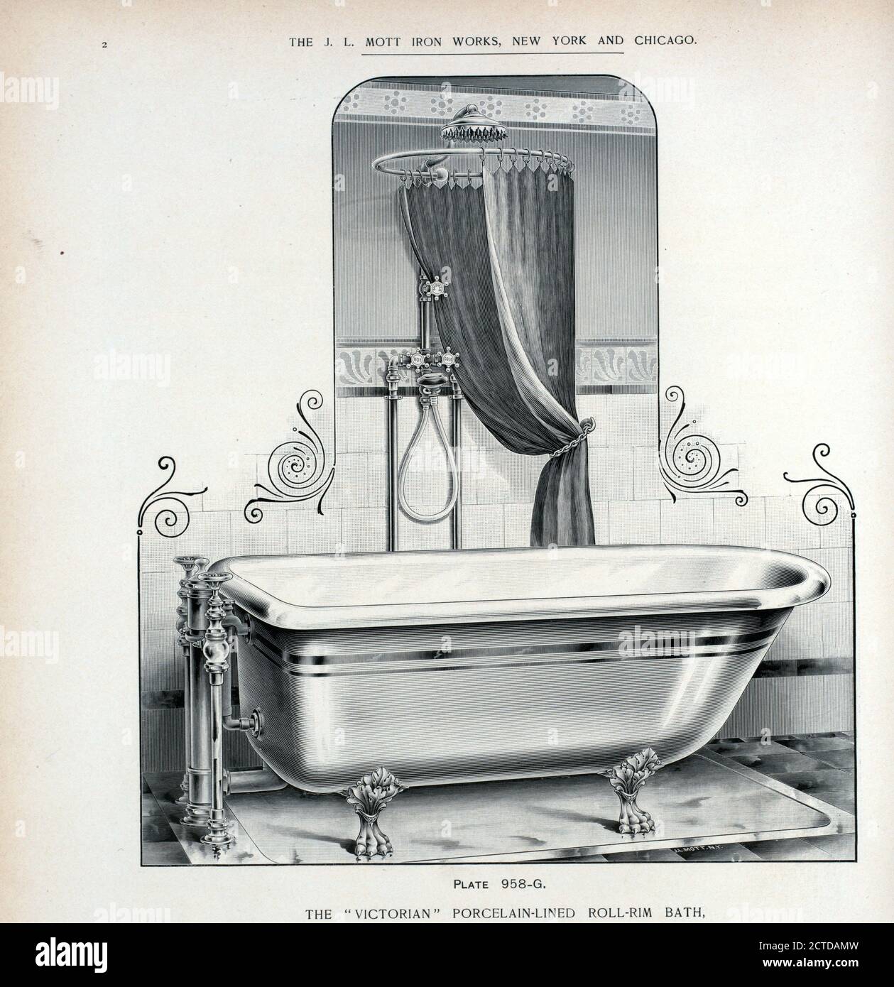 The 'Victorian' porcelain-lined roll-rim bath. Plate 958-G., text ...