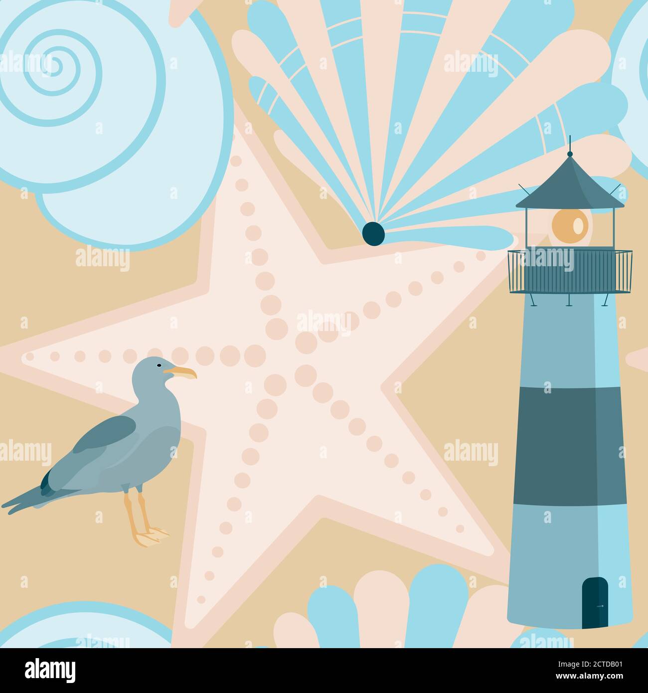 Pattern background. Seamless pattern of North Sea with shells in trendy ...