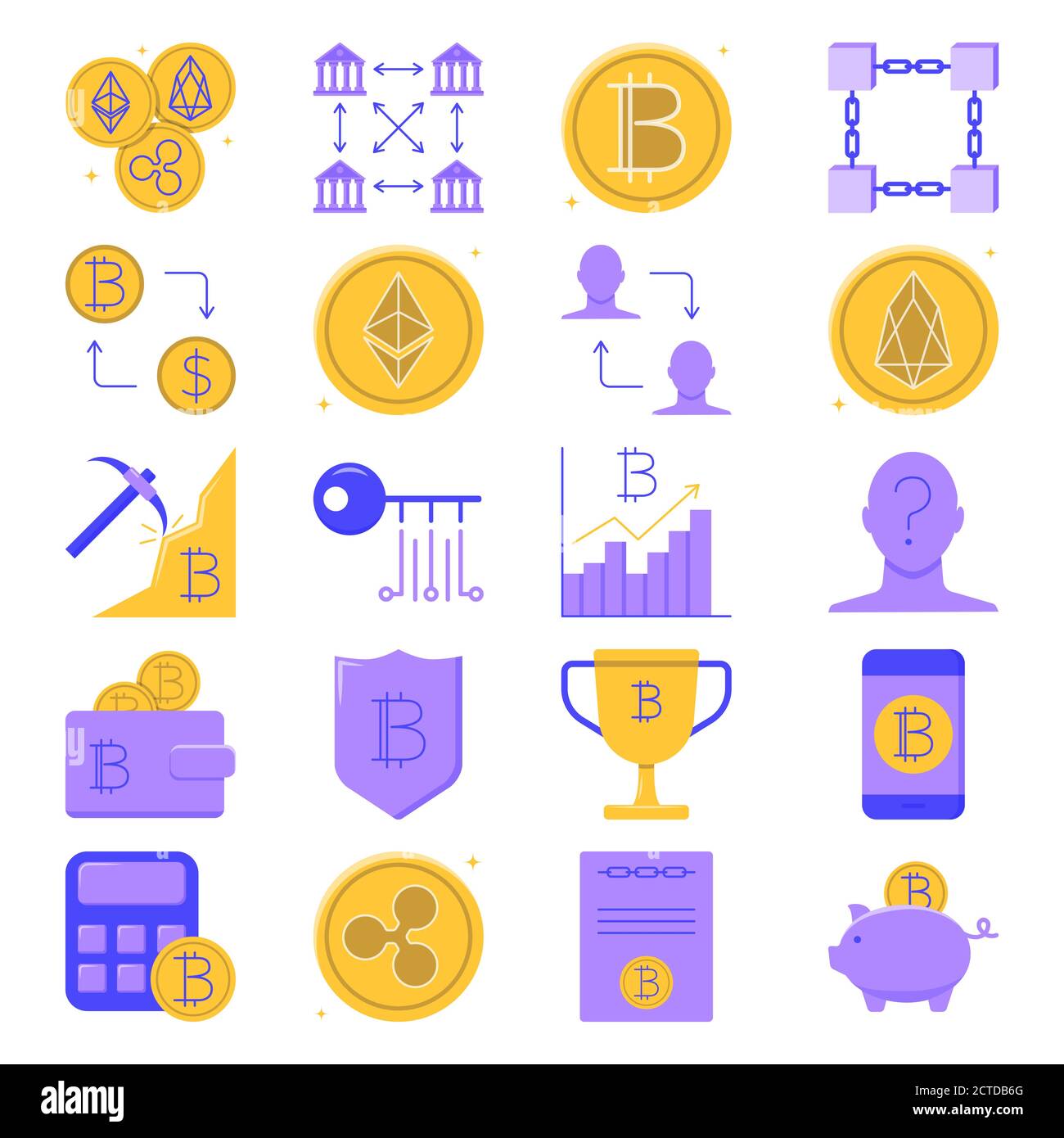 Cryptocurrency transactions icon set hi-res stock photography and ...