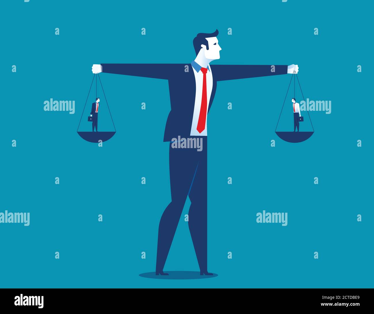 Manager or boss comparing two employees. Concept business illustration ...