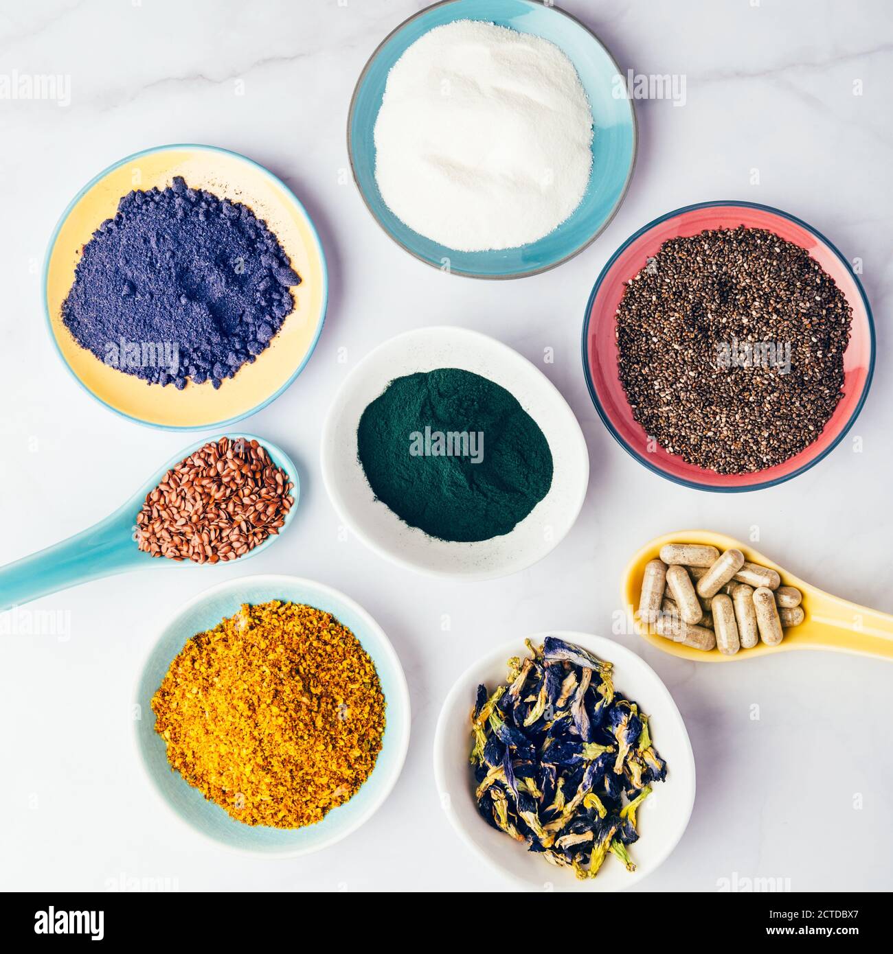 Variety of healthy food supplements Stock Photo - Alamy