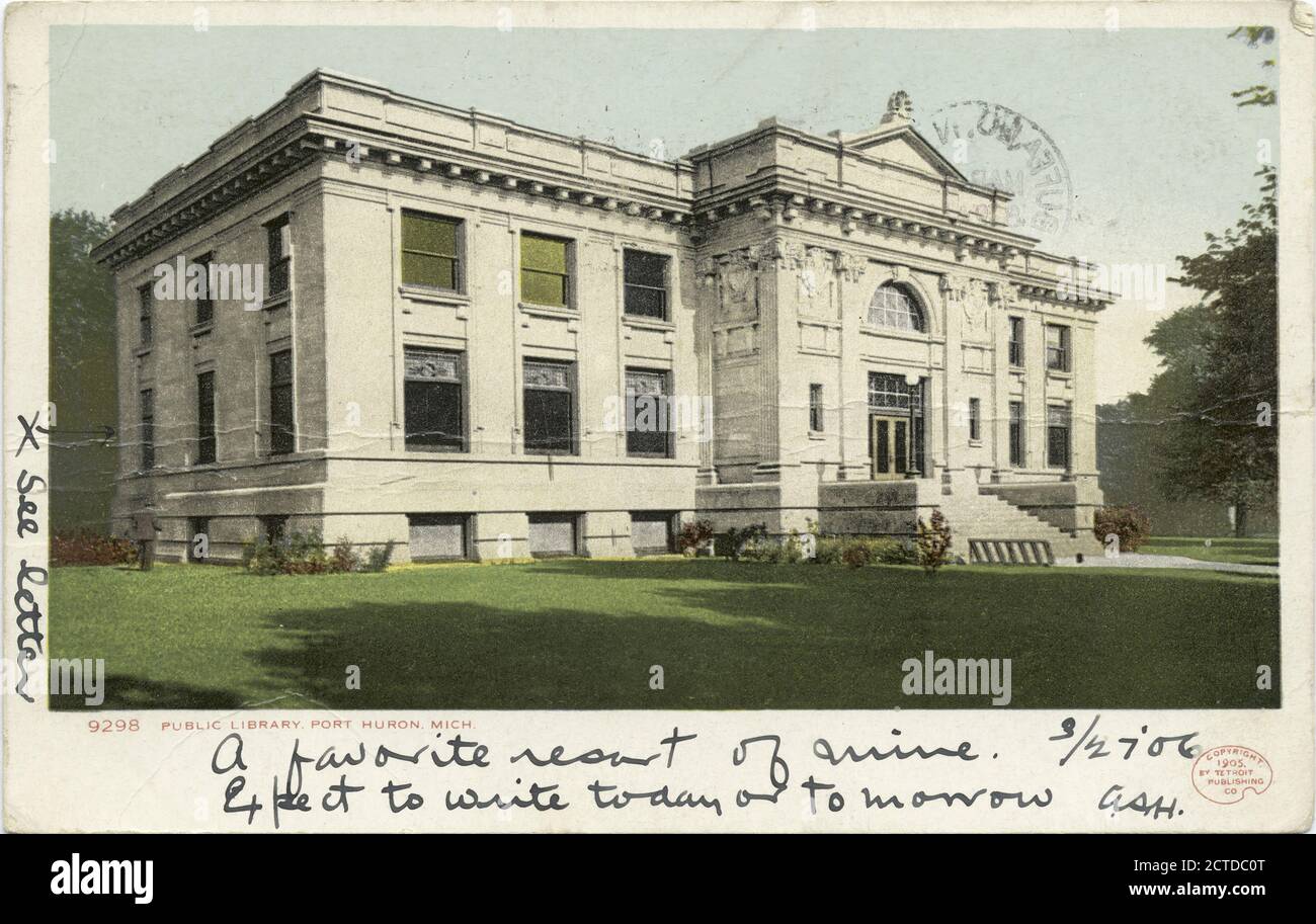 Public Library, Port Huron, Mich., still image, Postcards, 1898 - 1931 ...