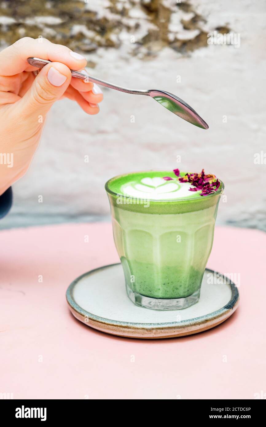 Rose Matcha from green tea powder Stock Photo - Alamy