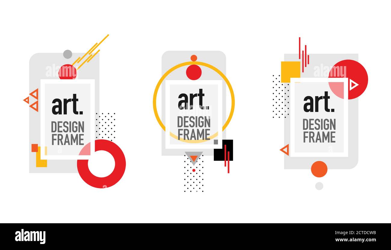 Vertical geometric art frame template, banner template set in shape ...
