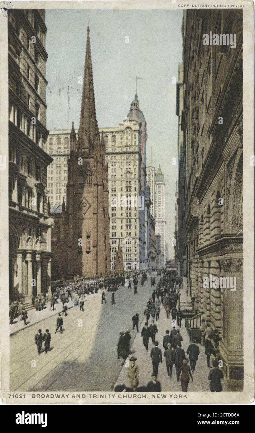 Broadway and Trinity Church, New York, N. Y., still image, Postcards ...