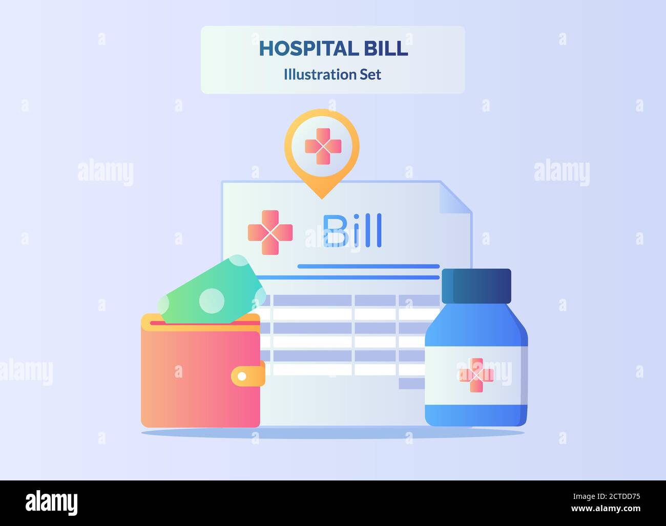 Hospital bill concept invoice service charge background of money put ...