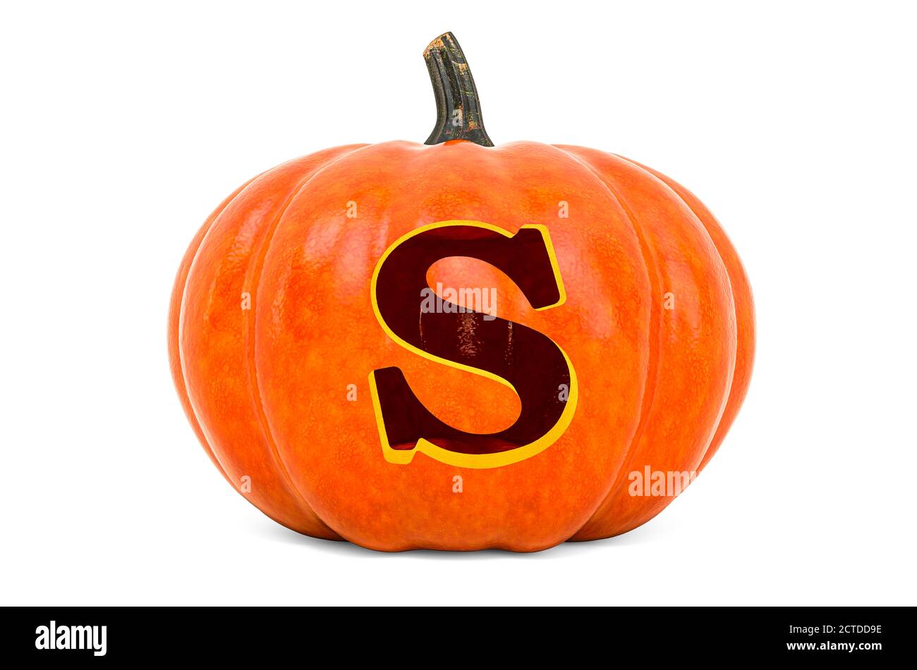 Letter S Halloween Font. Pumpkin with carved letter, 3D rendering ...