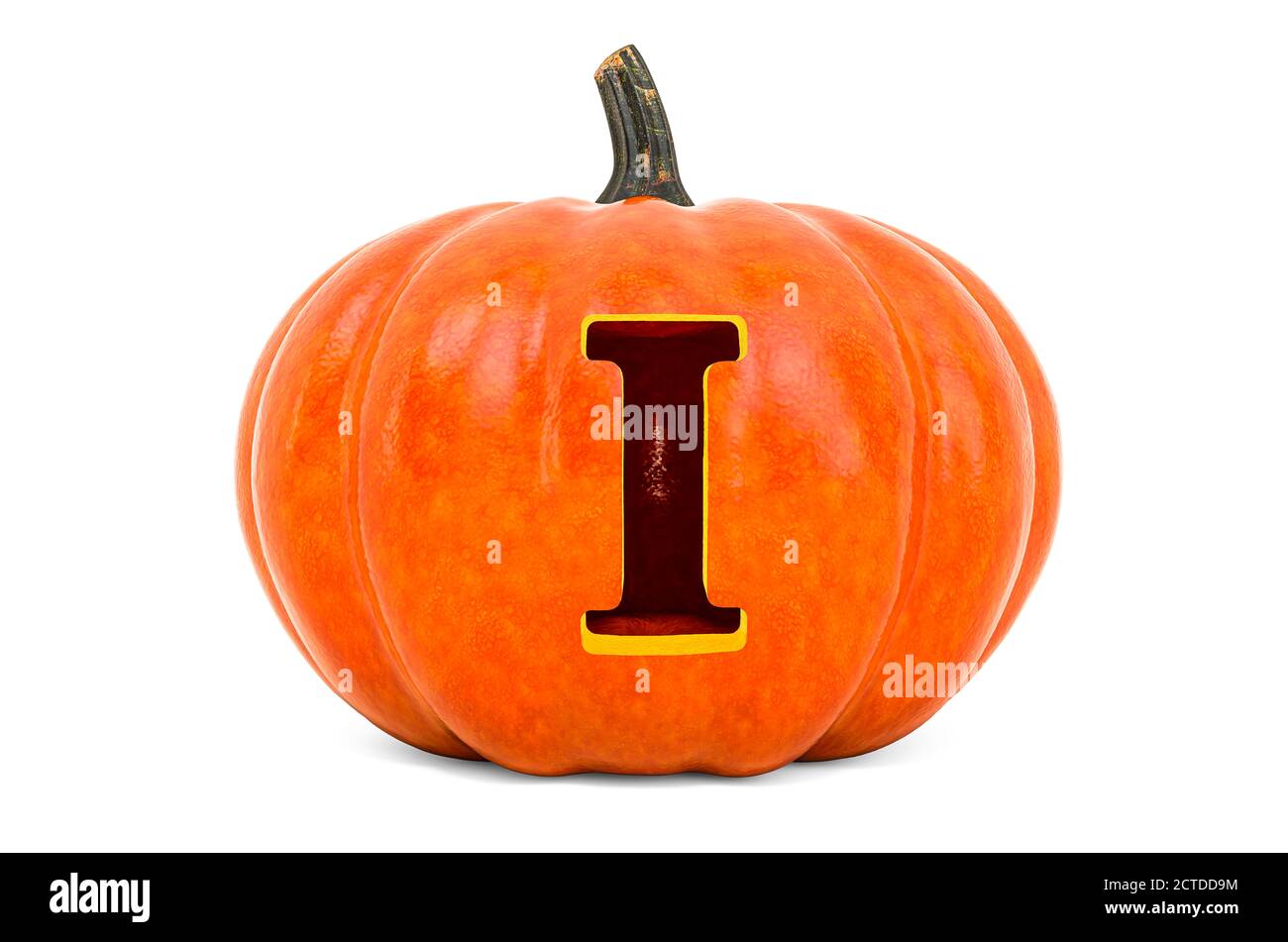 Letter I Halloween Font. Pumpkin with carved letter, 3D rendering ...