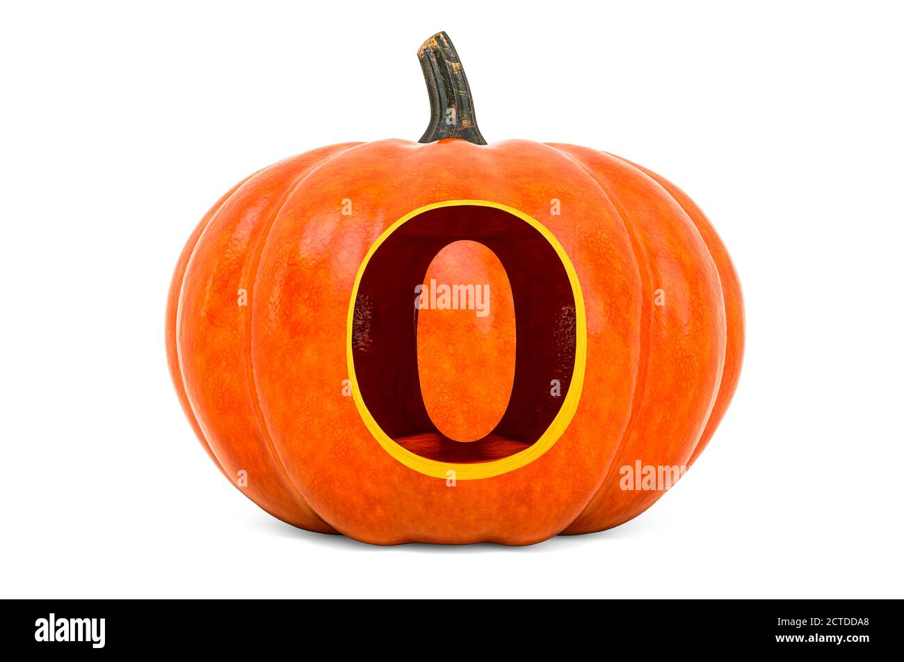 Number 0 Halloween Font. Pumpkin with carved 0, 3D rendering isolated ...