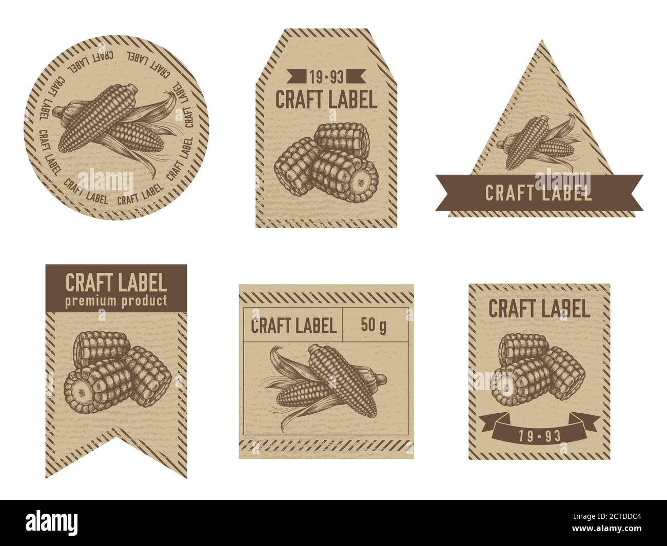 Craft labels vintage design with illustration of corn Stock Vector ...