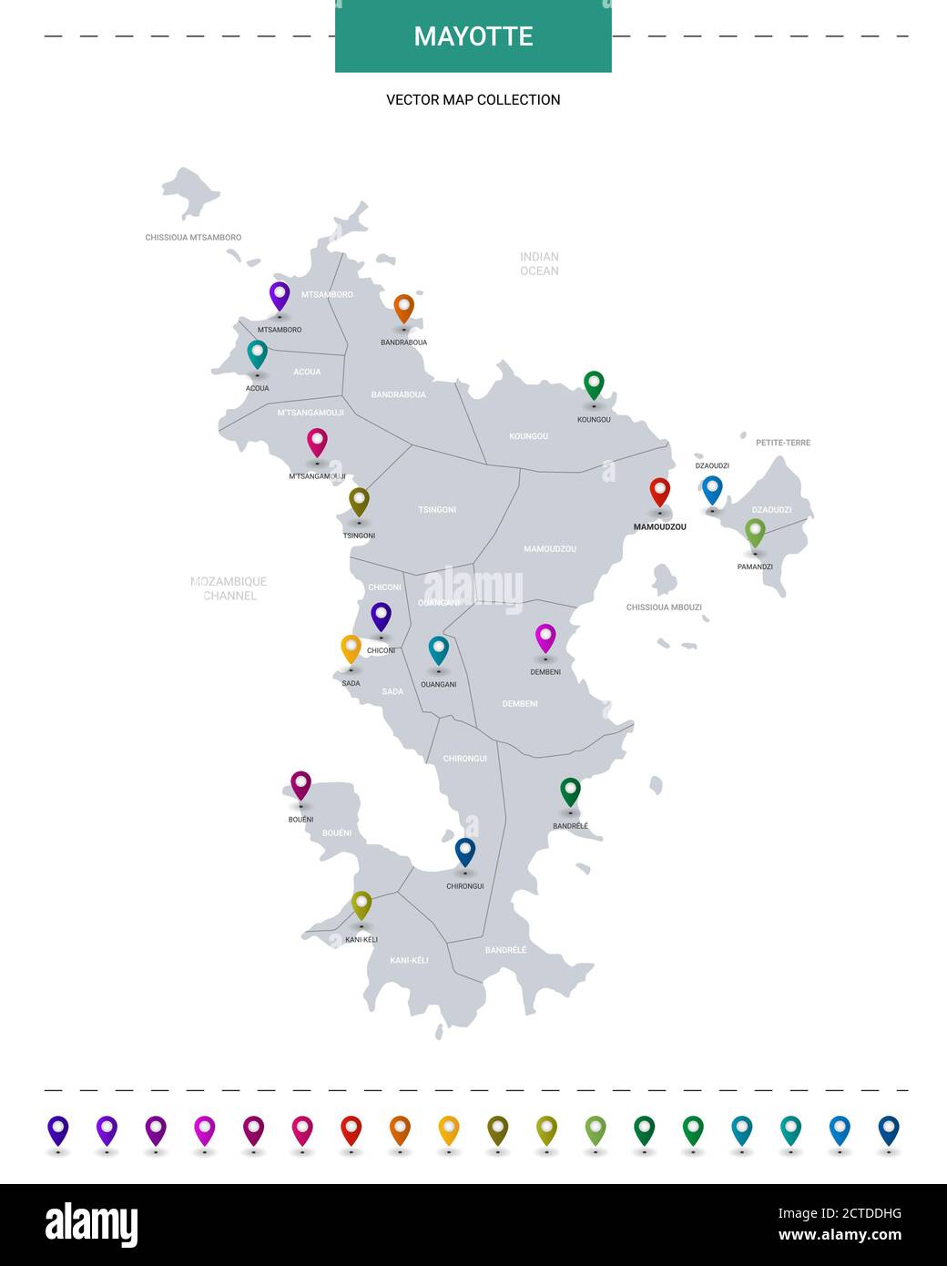 Mayotte map with location pointer marks. Infographic vector template ...
